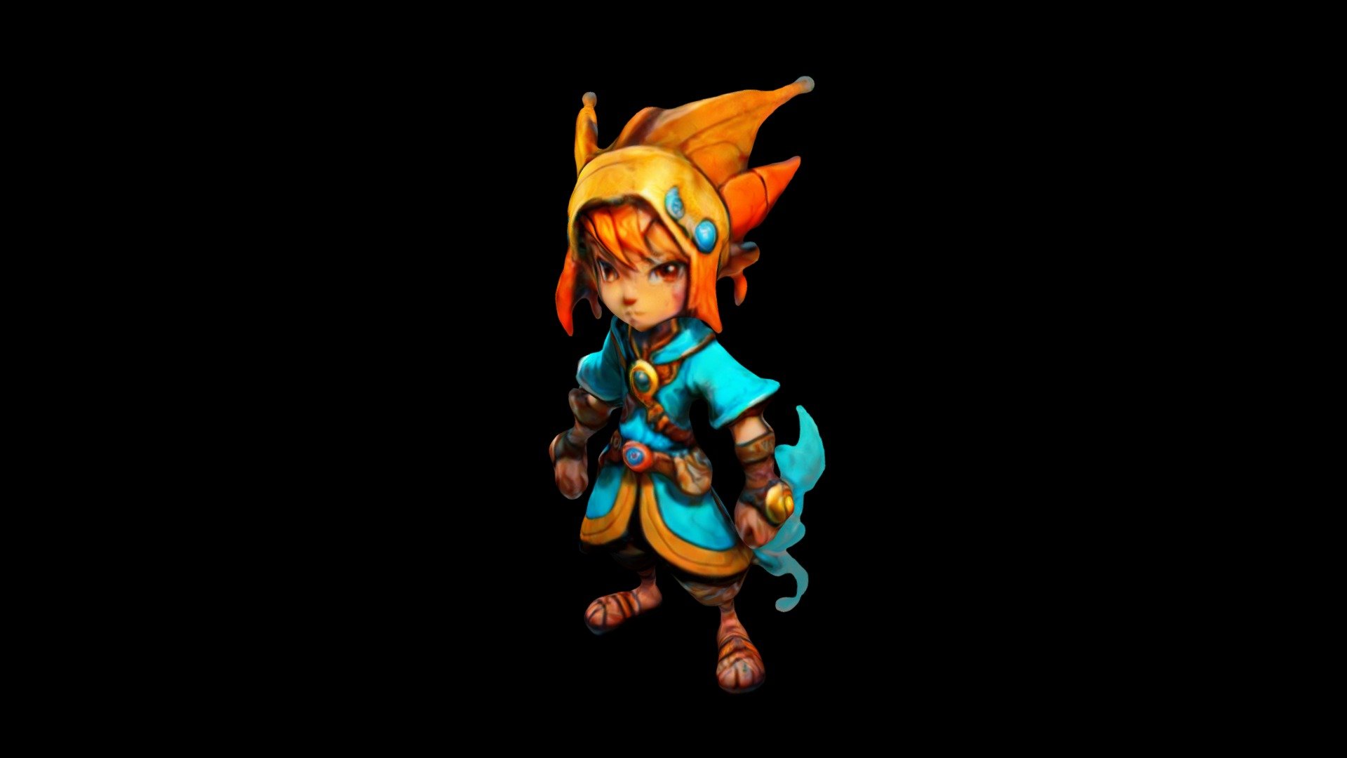 a character in a fantasy style outfit with orang - Download Free 3D ...