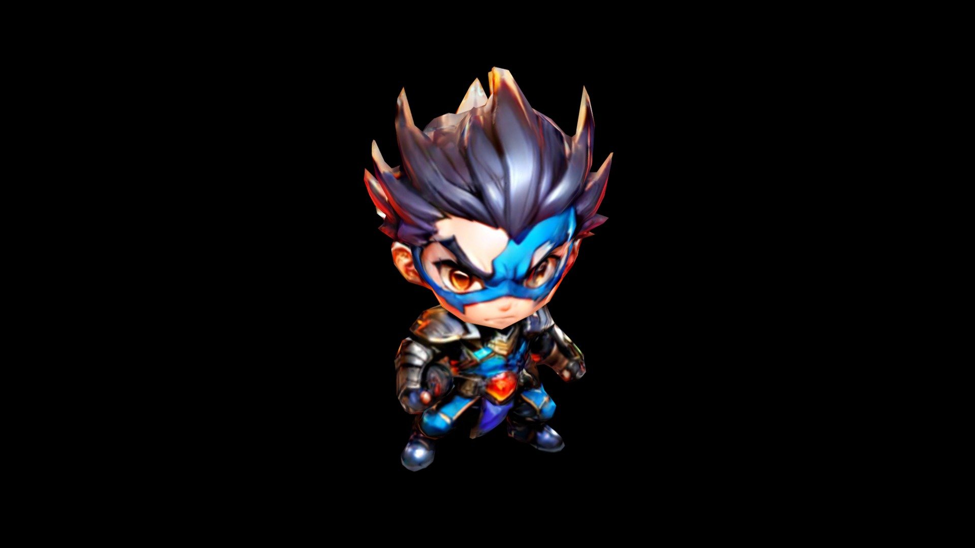 Anime/manga-style character with spiky hair and - Download Free 3D ...