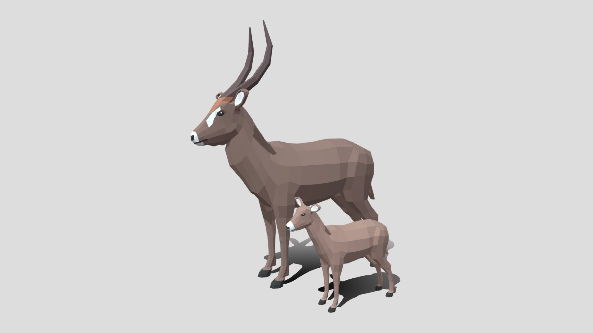 Low Poly Cartoon Waterbuck and Calf - Buy Royalty Free 3D model by ...