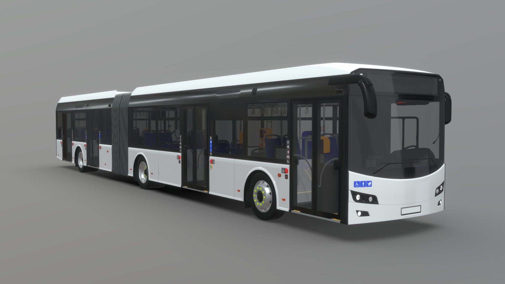 Articulated Low-Floor City Bus [Full Interior] - Buy Royalty Free 3D ...