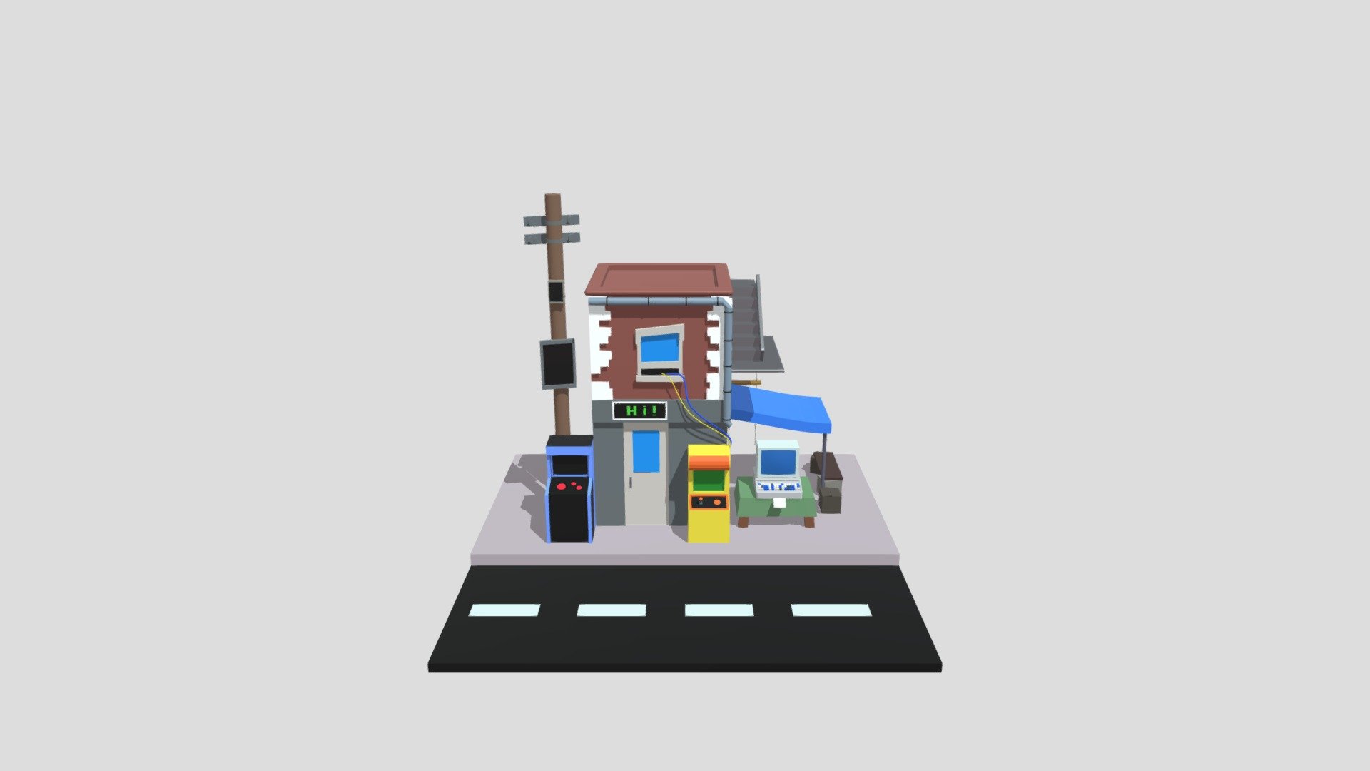 Low poly street - 3D model by elitro [f72f97a] - Sketchfab