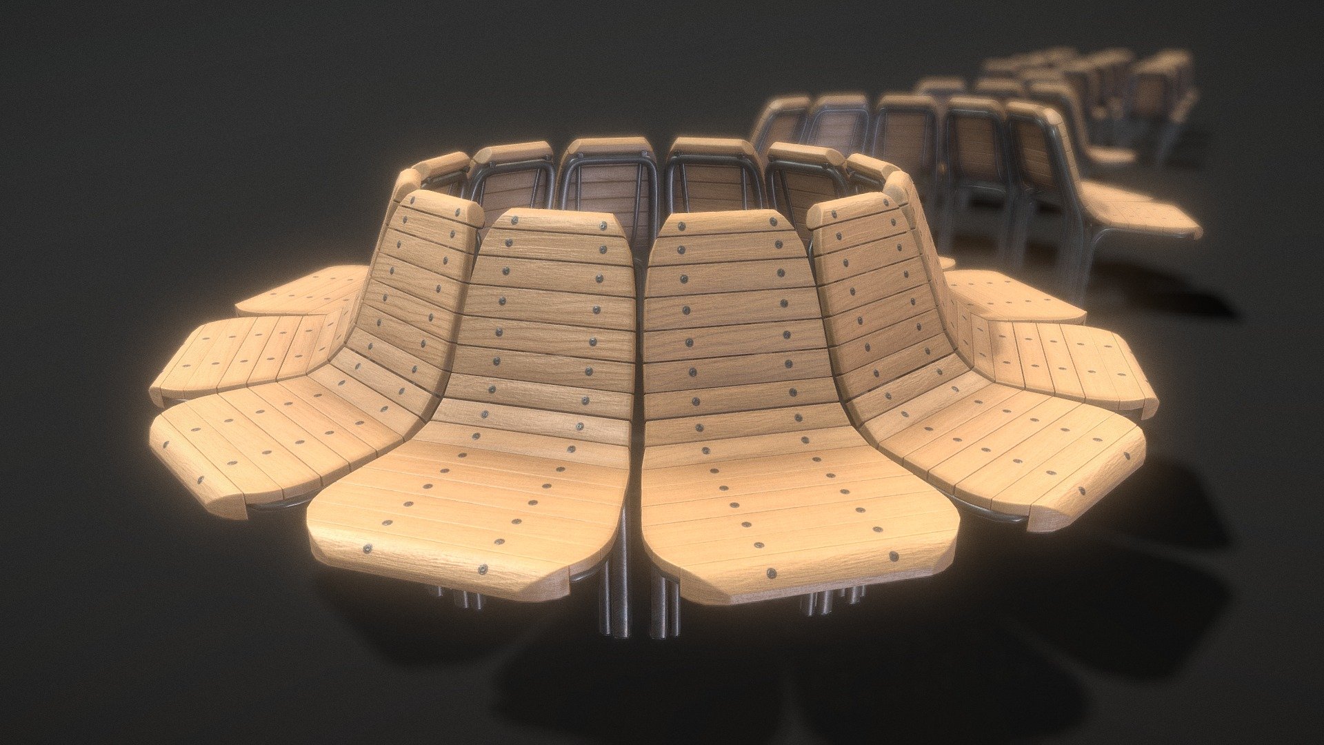 Bench 7 Oak Metal Version 1 - Buy Royalty Free 3D model by VIS-All-3D ...