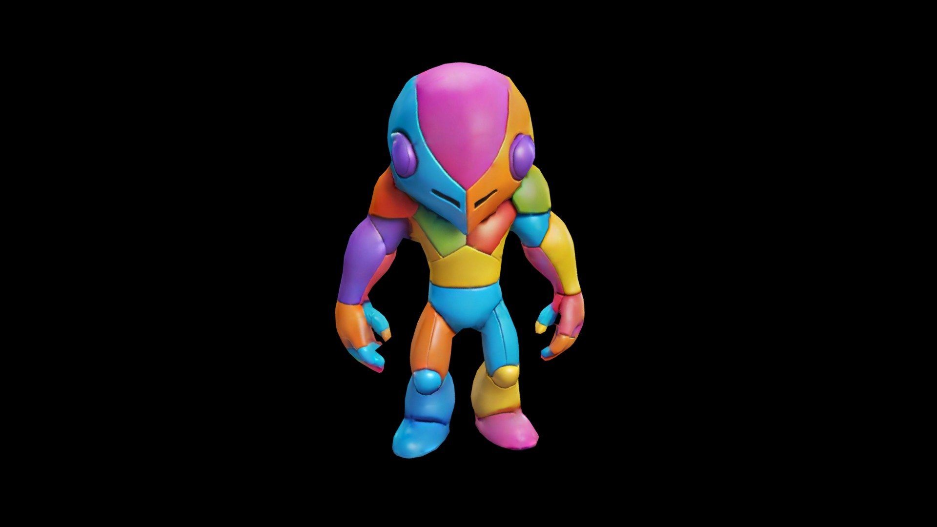 A toy robot with a pink, yellow, and blue color - Download Free 3D ...