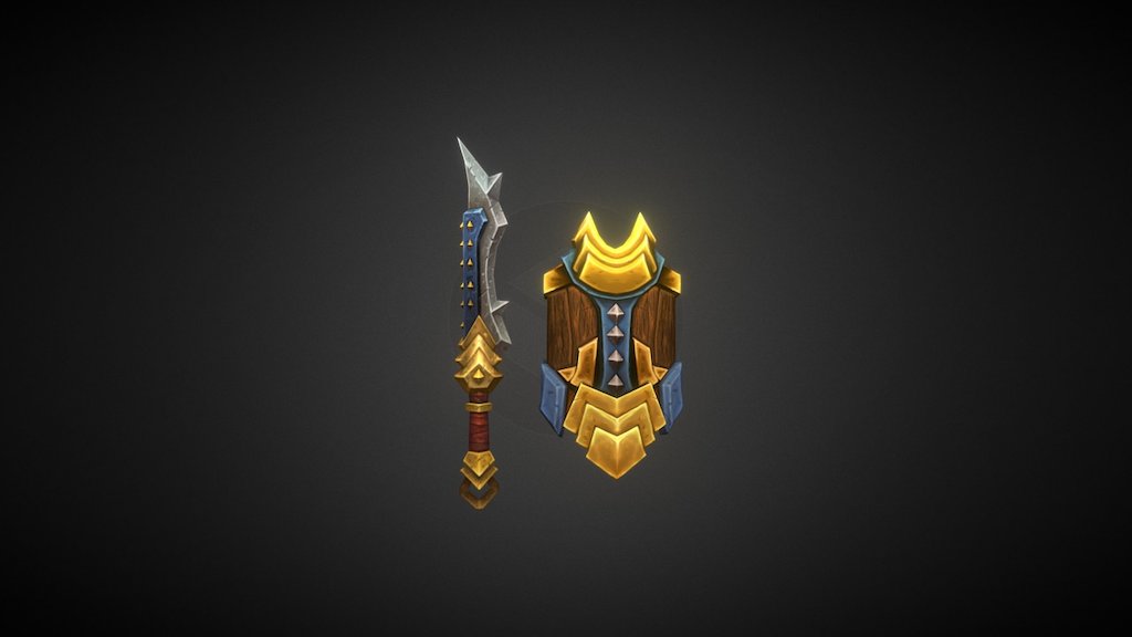 Low Poly Hand Painted Sword & Shield - 3D model by Michal Marsalek ...