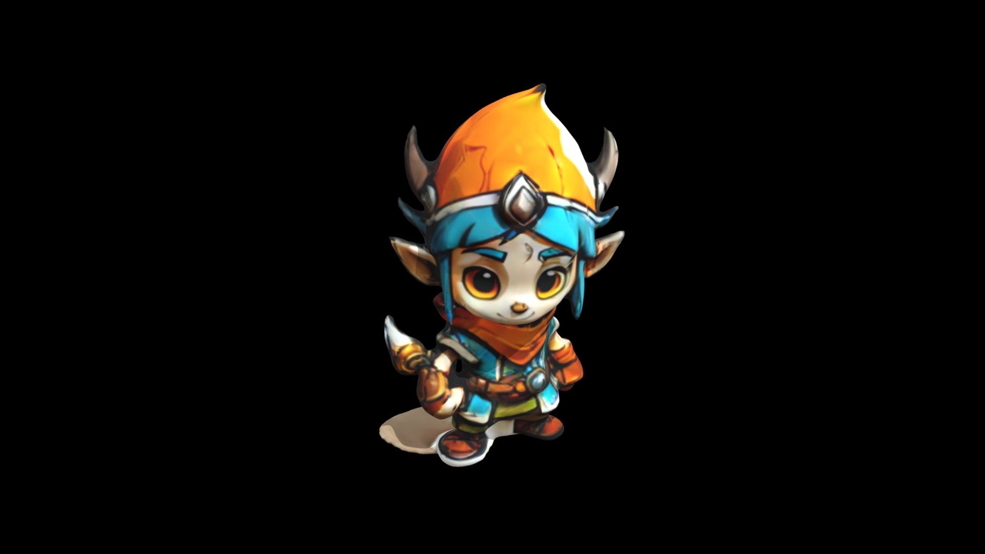A charming elf boy in a blue and orange outfit - Download Free 3D model ...