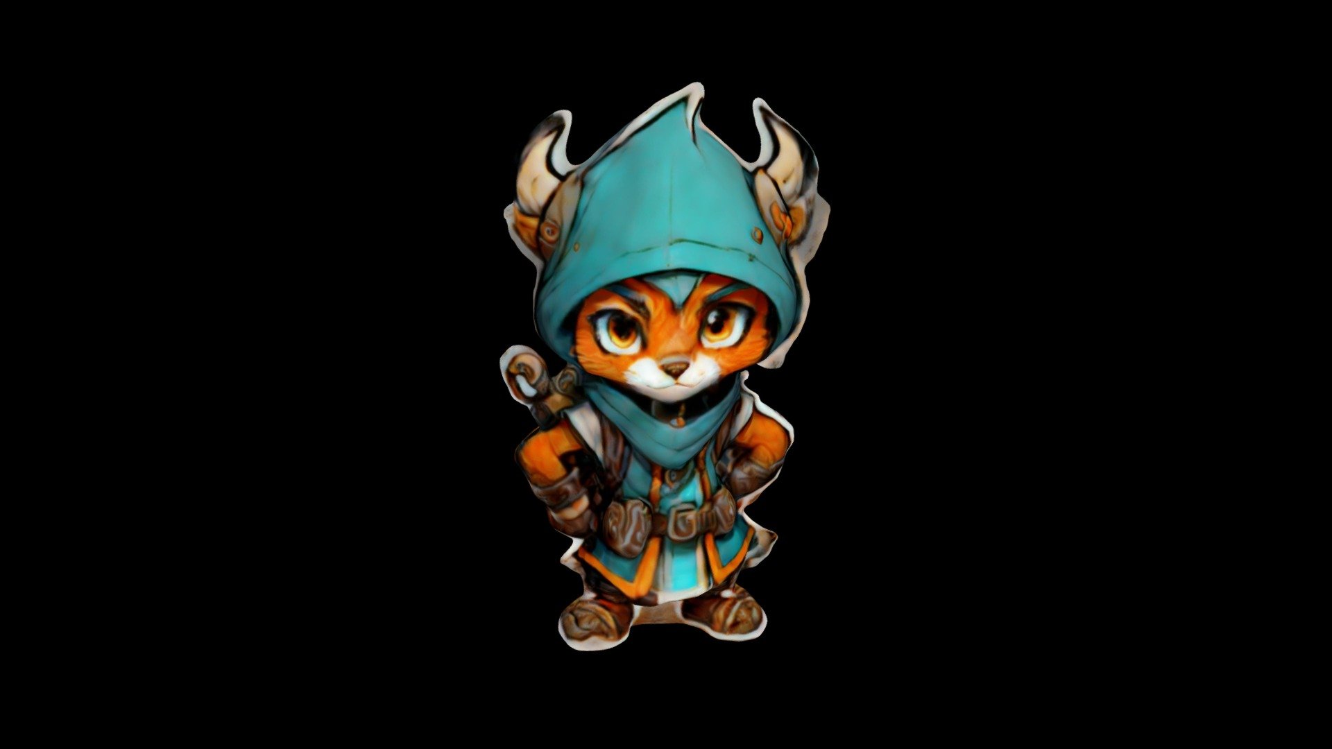 a cute cartoon fox dressed as a rogue it has a h - Download Free 3D ...