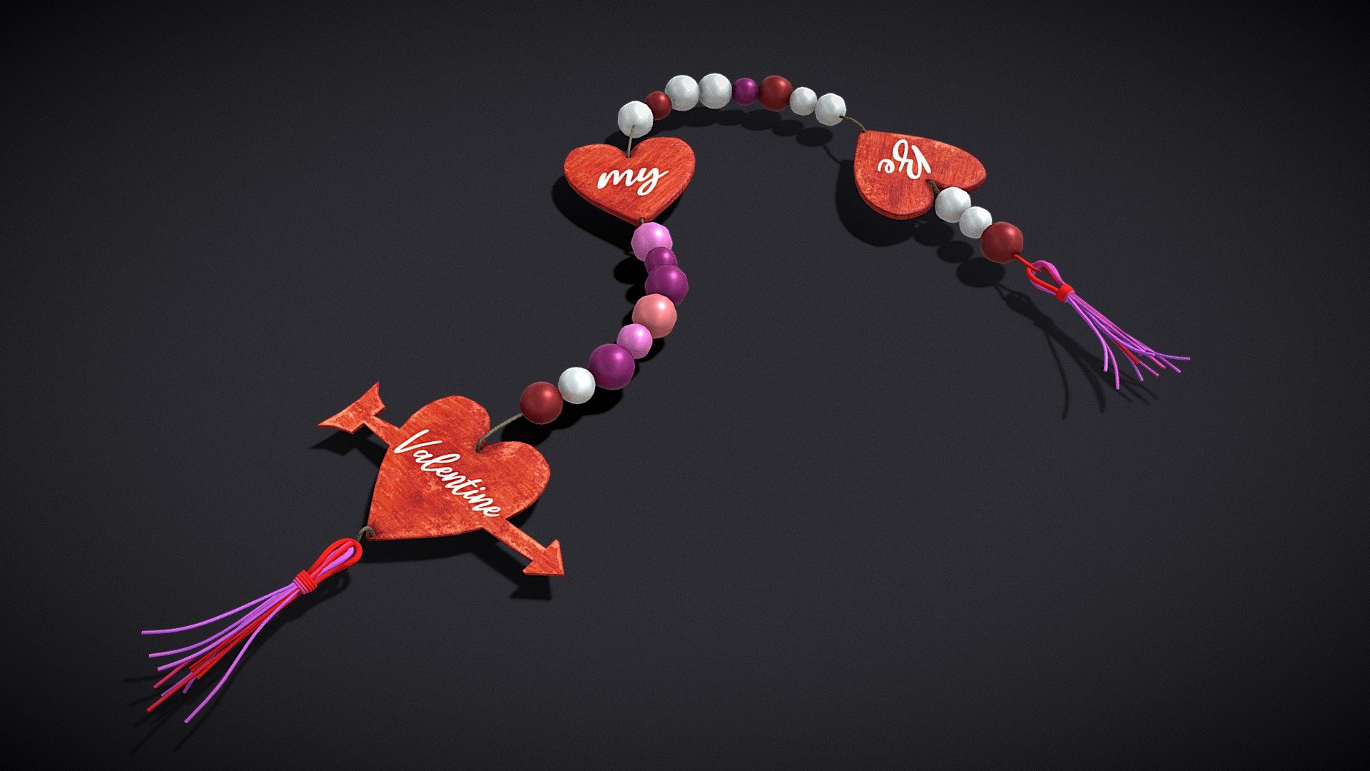 Valentines Bead Heart Charm - Buy Royalty Free 3D model by ...