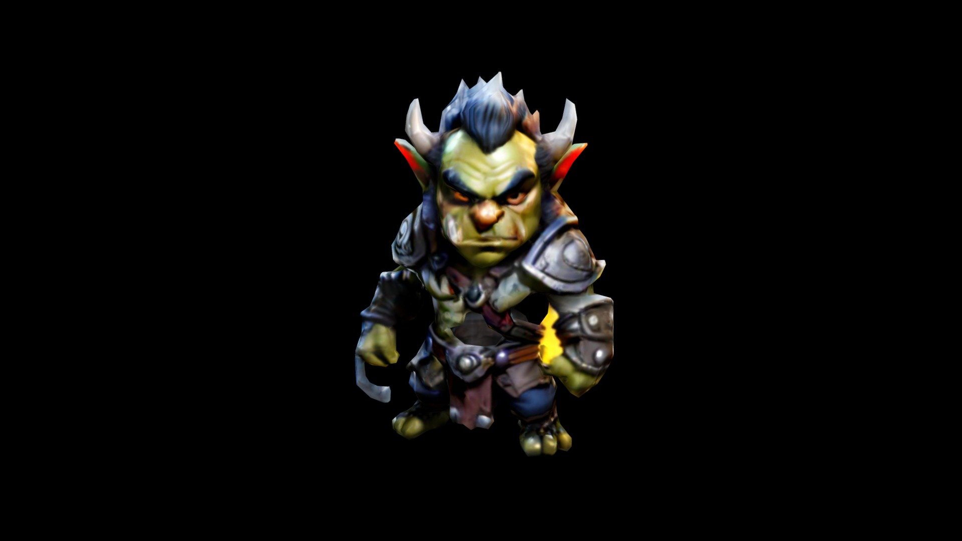 Cartoon ogre with horns, green skin, and black s - Download Free 3D ...