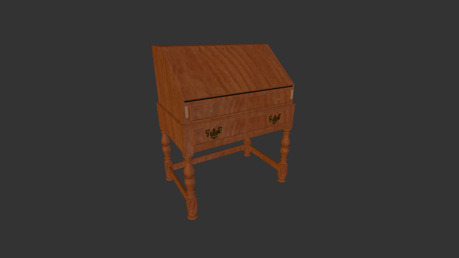 Wood Locked Desk - 3D model by merlinkatz [f796fe6] - Sketchfab