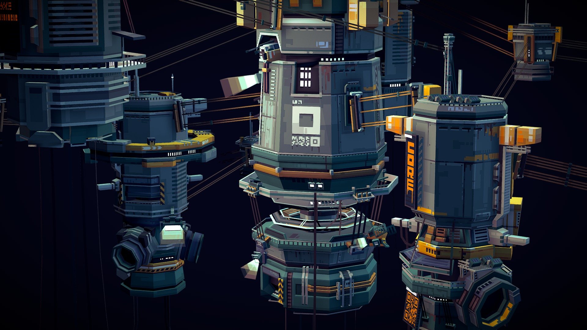 CORE - Floating grid towers - 3D model by Wacky (@wackyblocks) [f797acc ...
