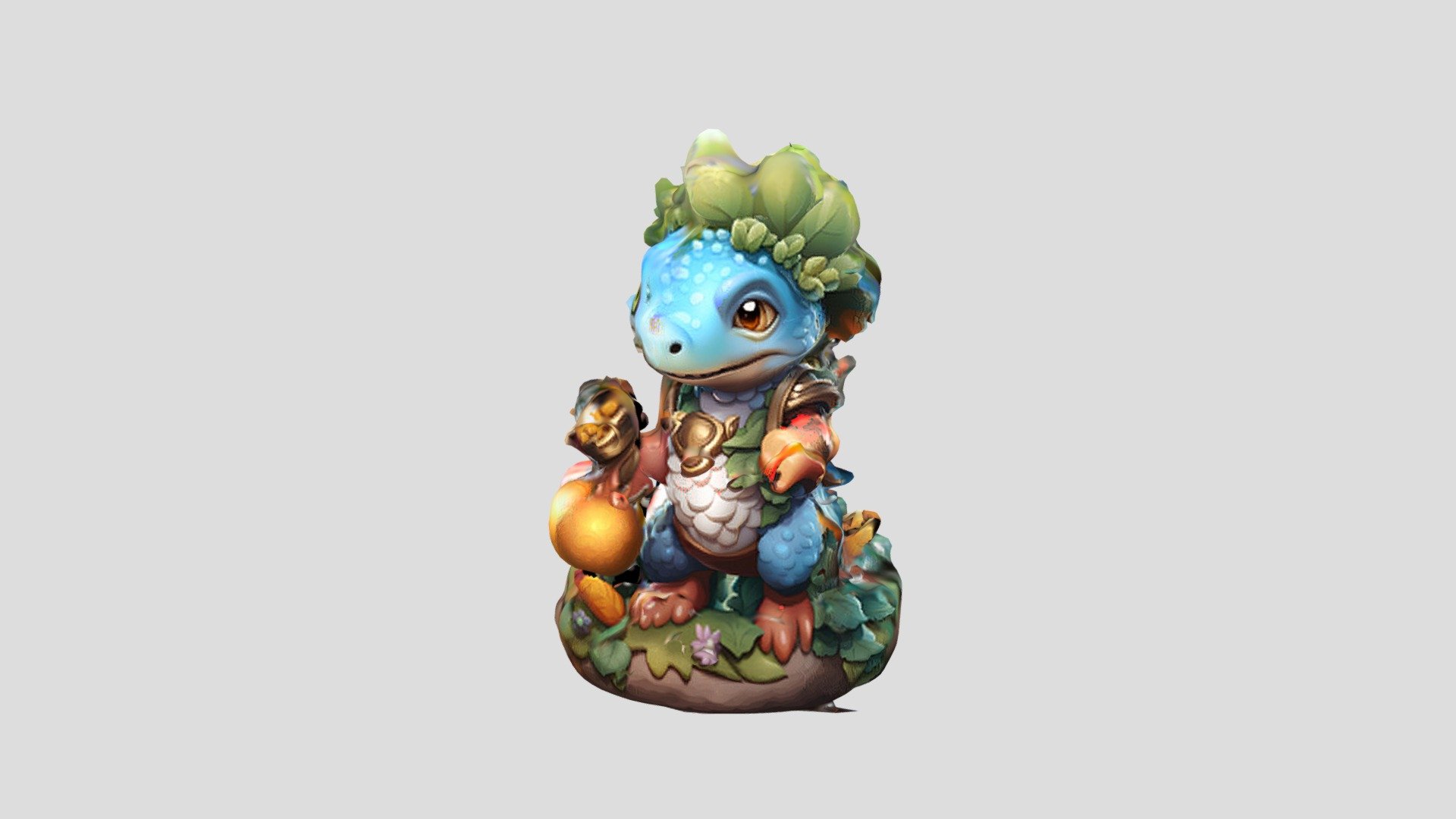 Little Blue Dinosaur Holding a Jug of Water - Download Free 3D model by ...