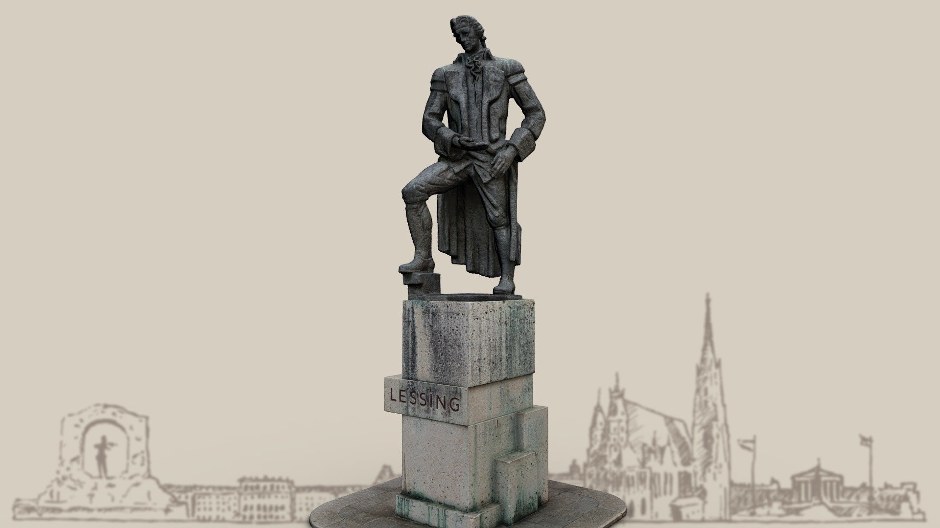 Gottfried Ephraim Lessing - 3D model by noe-3d.at (@www.noe-3d.at ...