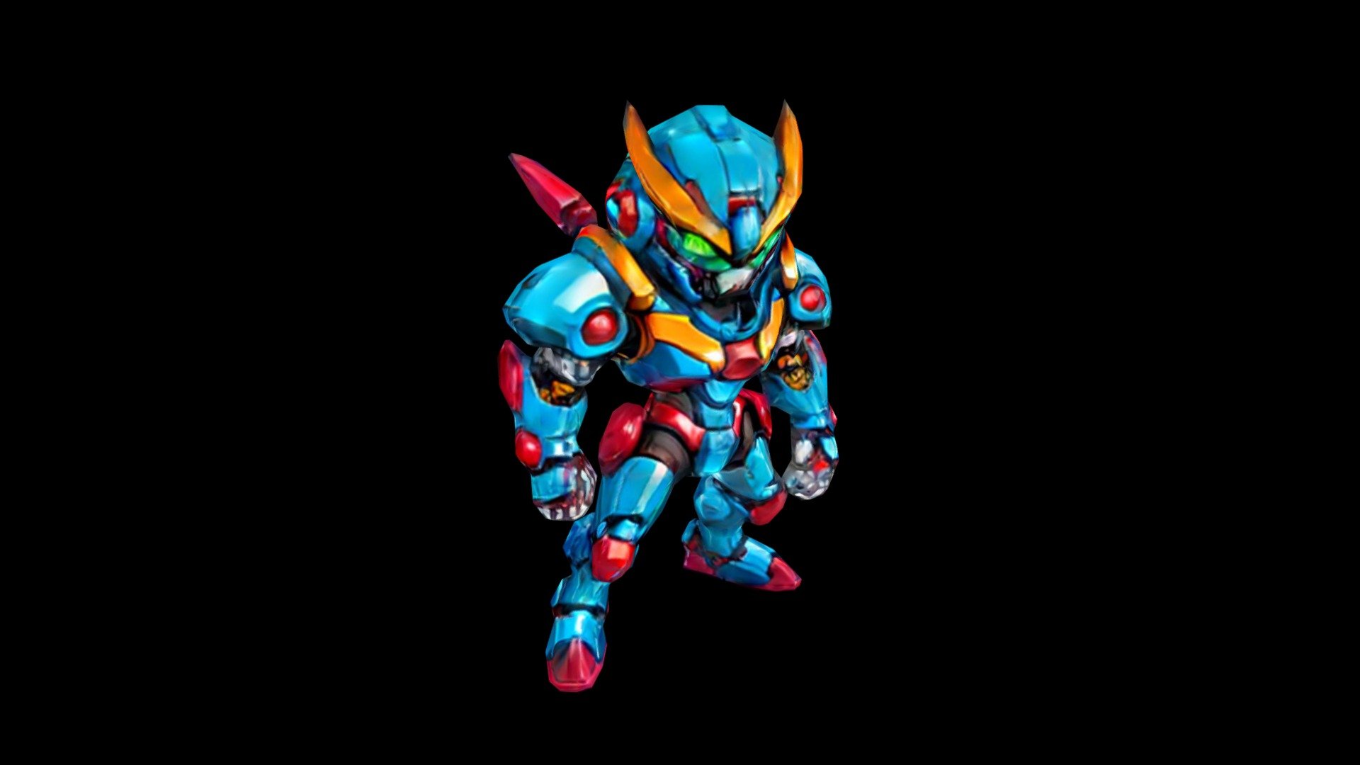 A colorful virtual fighter with glowing green ey - Download Free 3D ...