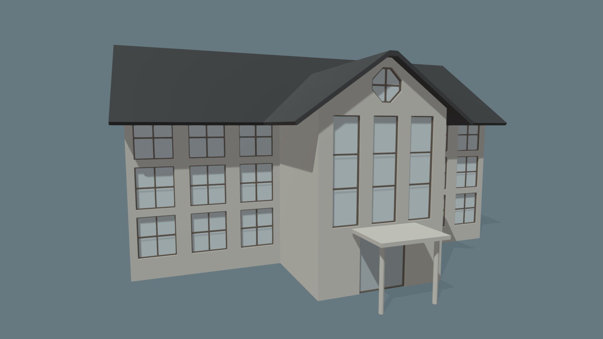 Town hall / school building - 3D model by Nerites [f7b9035] - Sketchfab