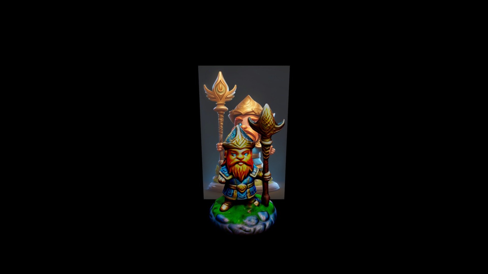 The image is a small statue of a person holding - Download Free 3D ...