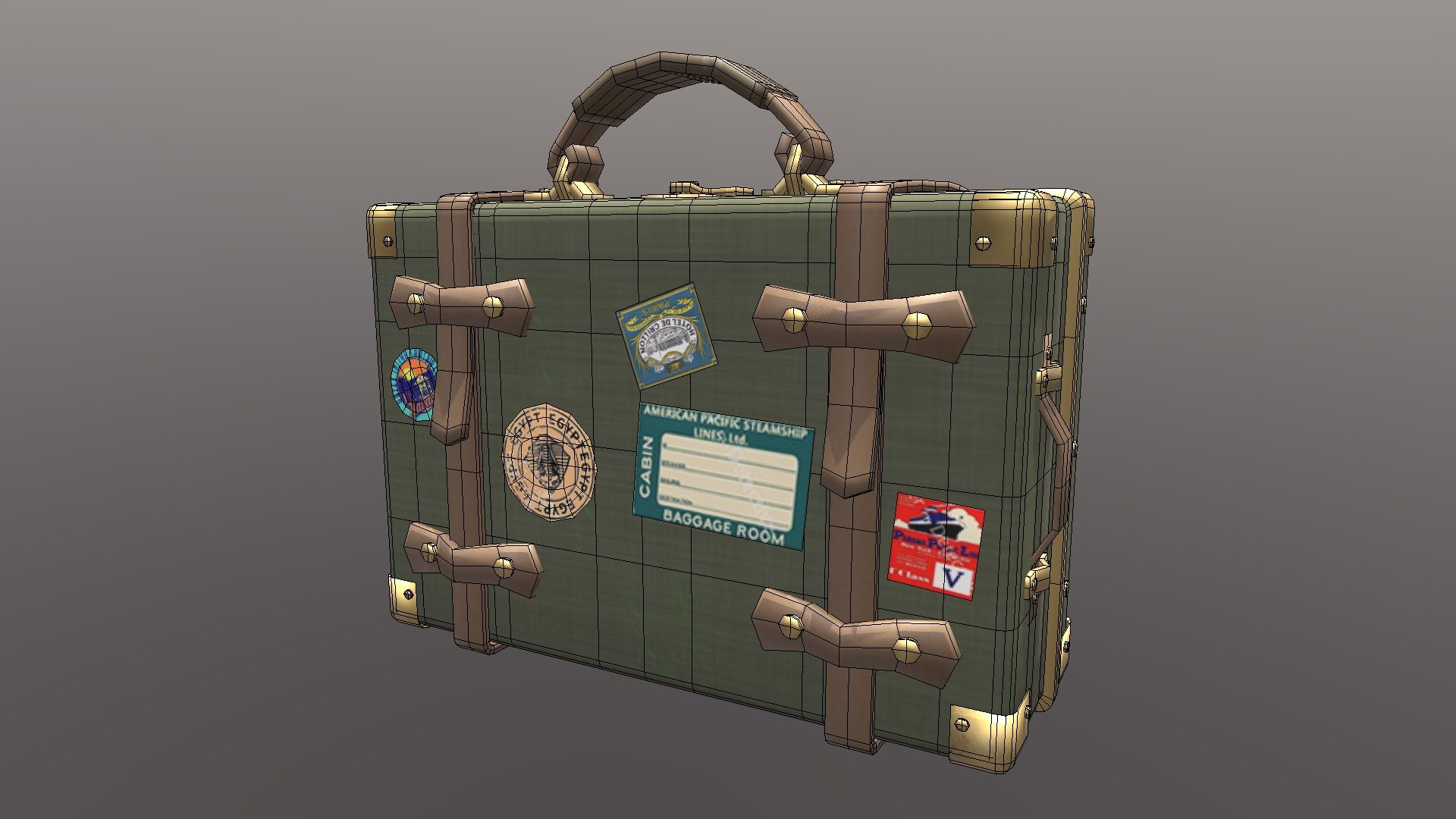 Vintage Trunk - Low Poly with Wireframe - 3D model by quebedoll ...