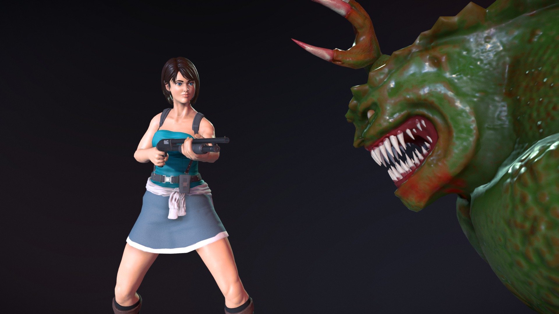 Jill Valentine and Hunter Alpha - 3D model by Bryan T (@BT73) [f7dbbc8 ...