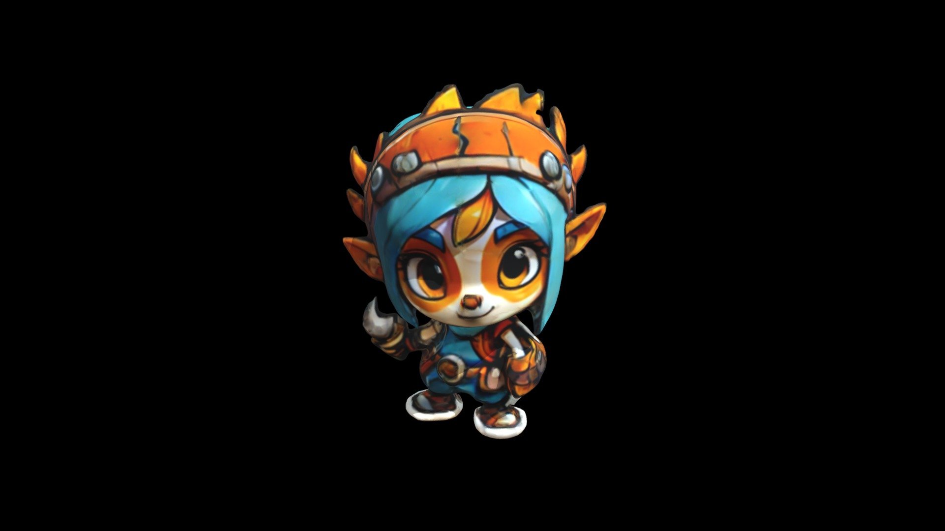 a cartoon character with blue hair and orange - Download Free 3D model ...