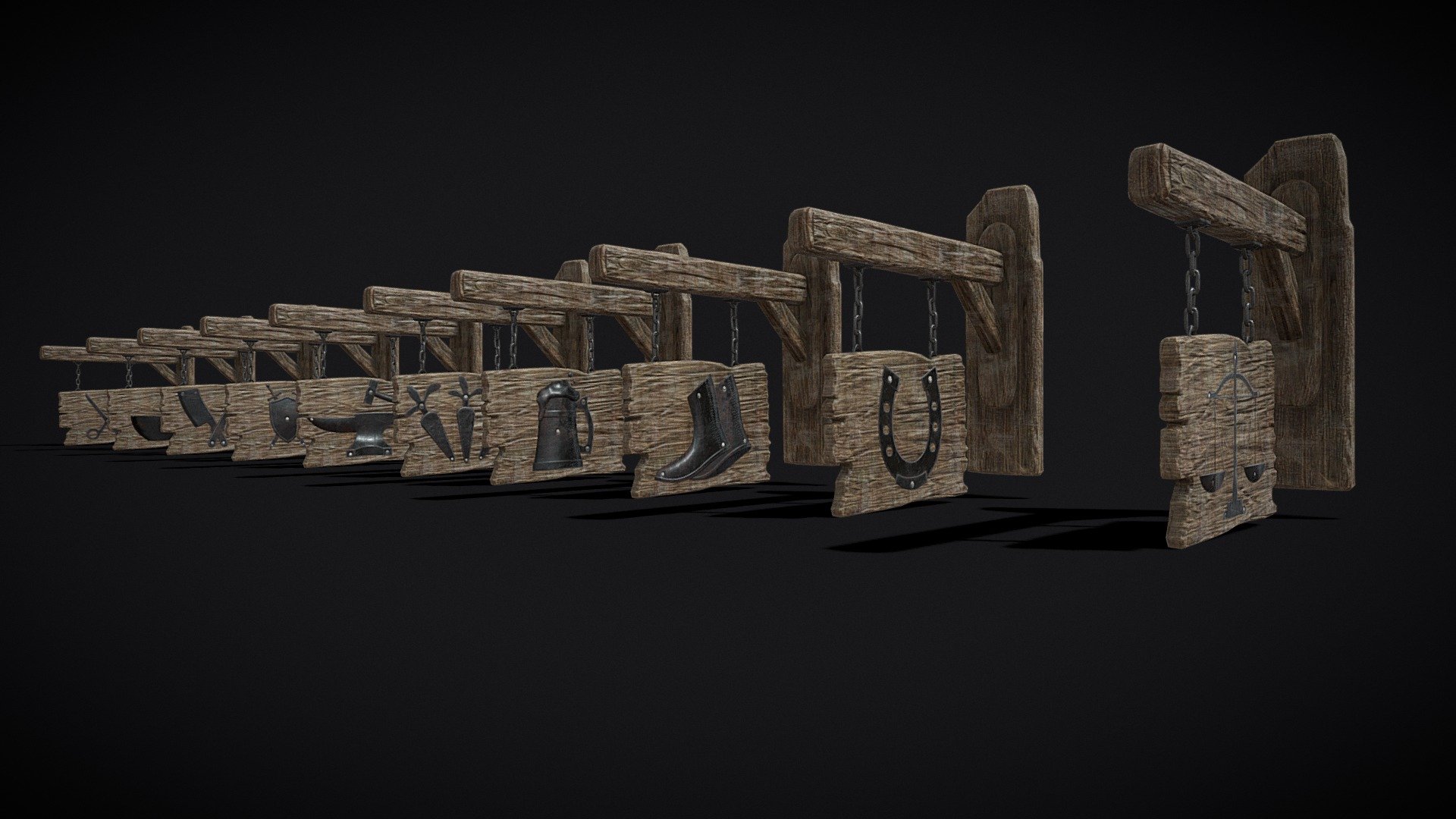 Rustic Wooden Signboard Variety - Buy Royalty Free 3D model by ...