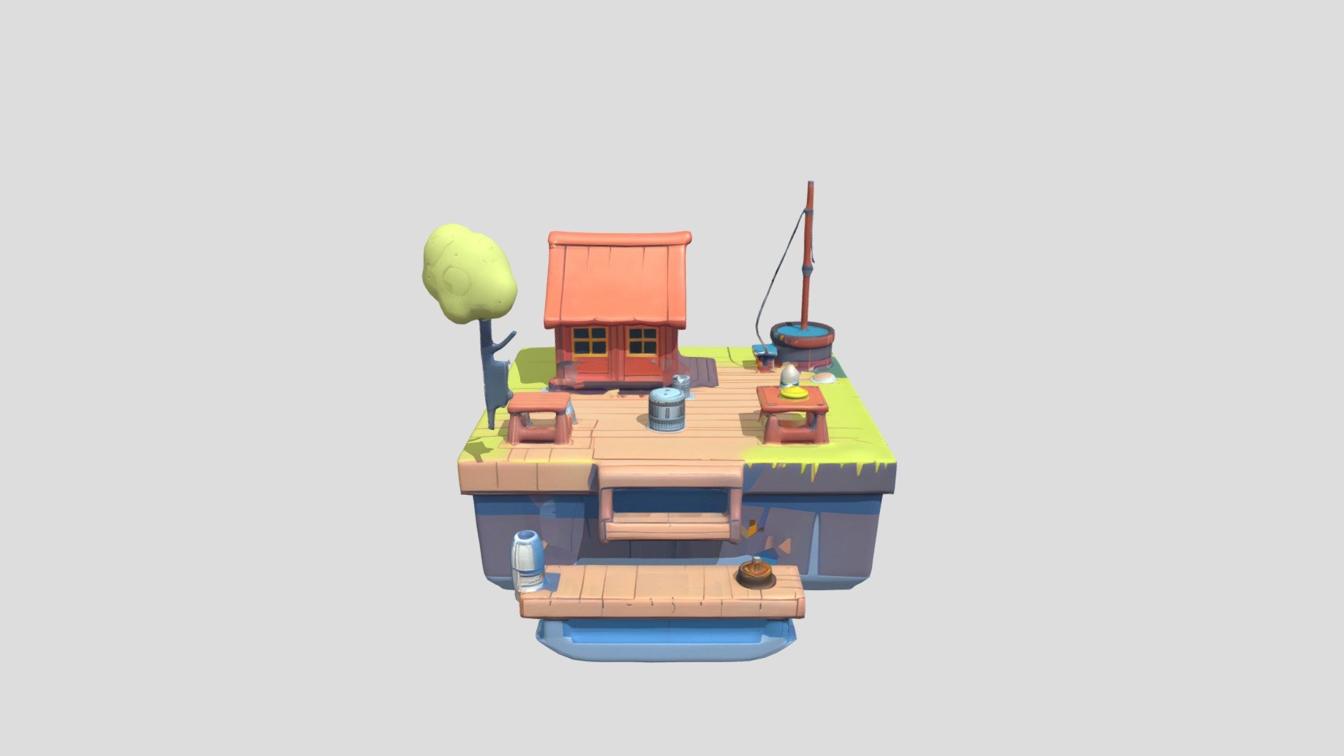 Isometric fishing hut scene - 3D model by trungluukien [f7ea399 ...