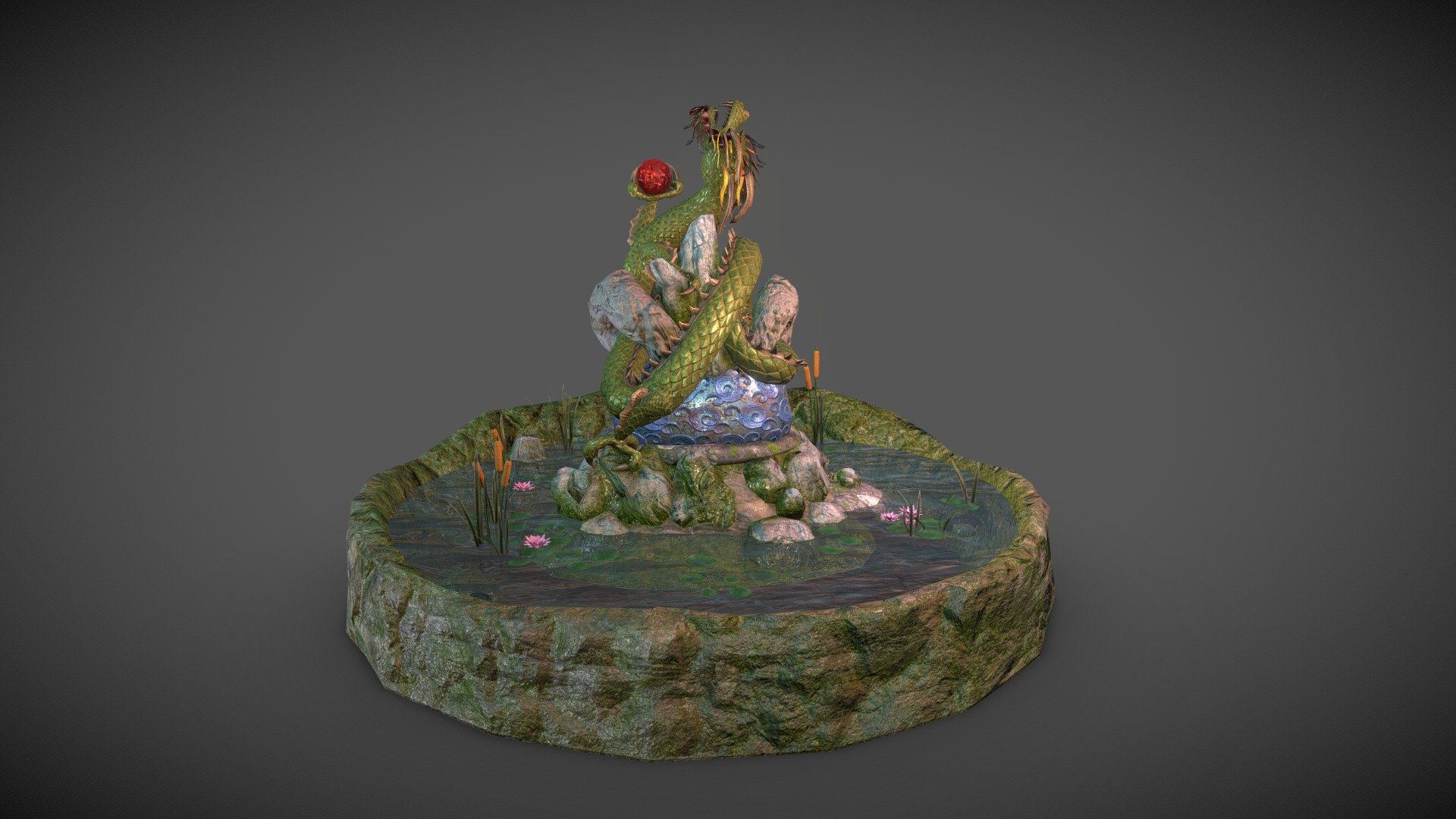 Pond Dragon - Eastern Garden - 3D model by Angel M (@DigitalAngel3D ...