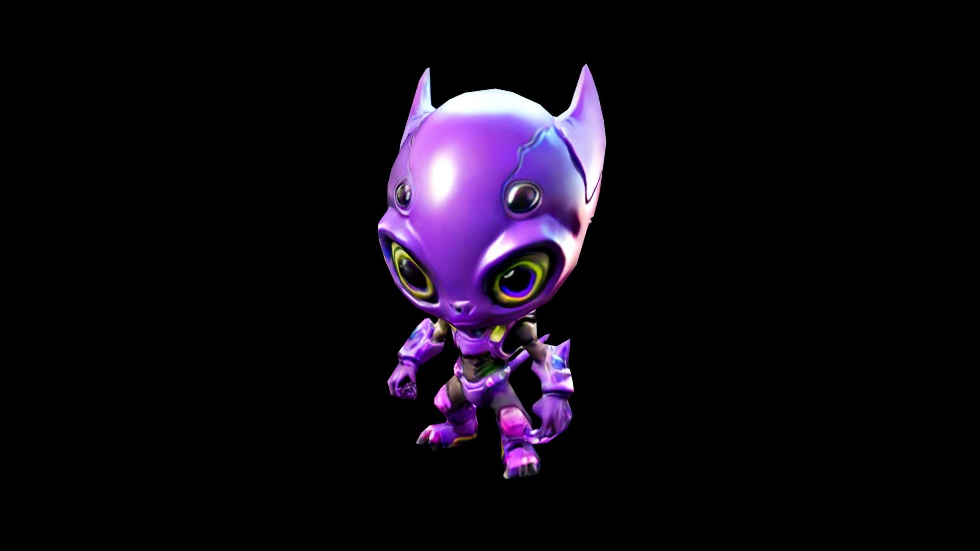Purple alien cartoon figure with big round eyes - Download Free 3D ...