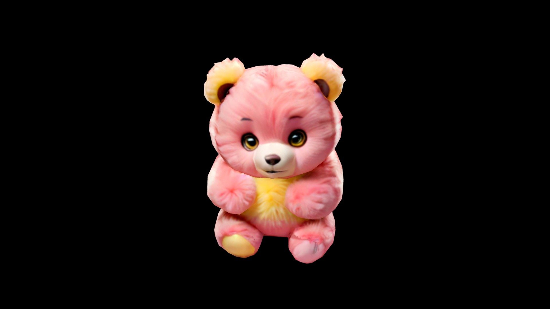 Pink stuffed animal bear with soft fur and yello - Download Free 3D ...
