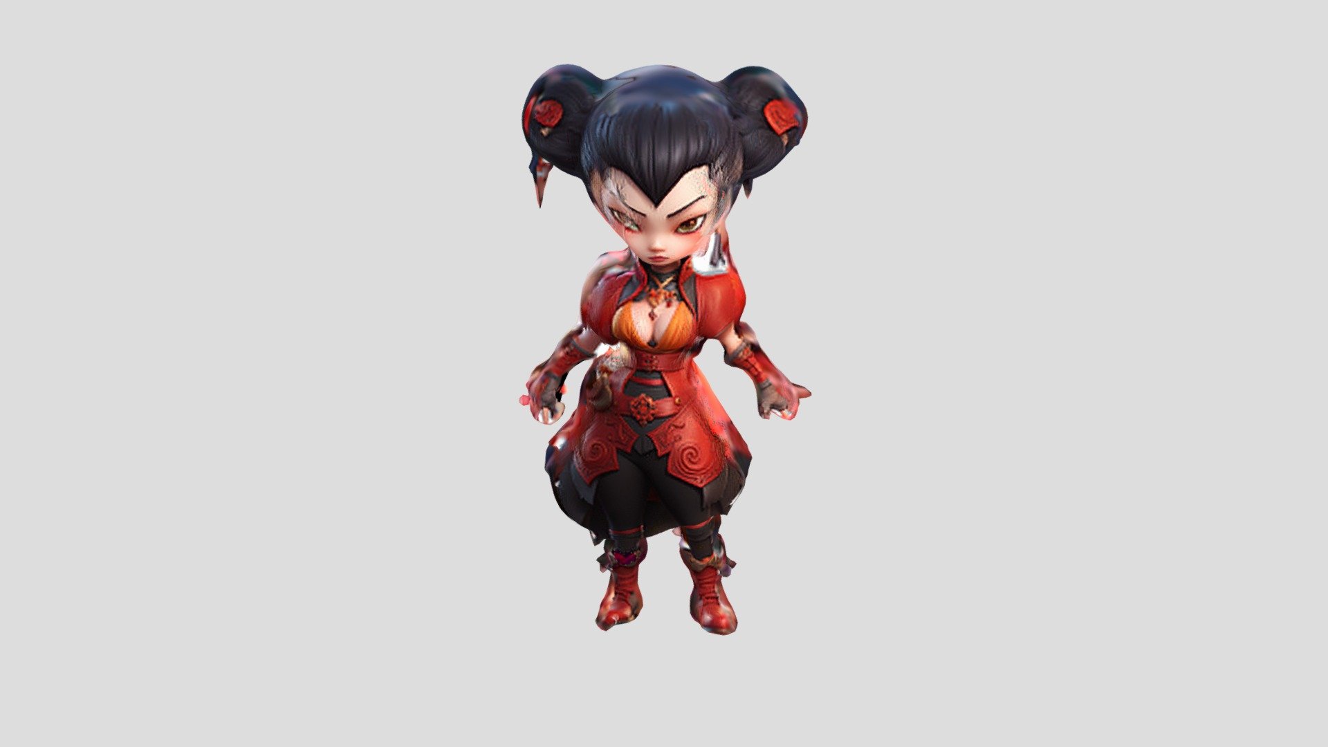 Red-Haired Ninja Girl in Red Costume A red-ha - Download Free 3D model ...