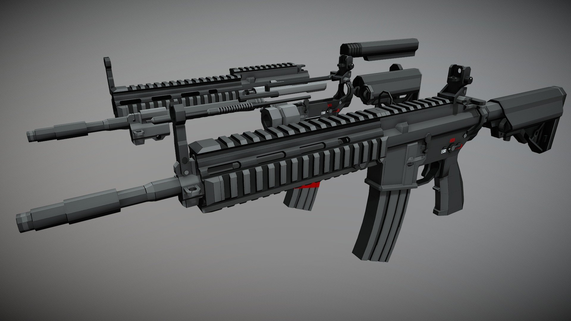 Low-poly HK416 Remake - 3D model by soret15 [f801e8d] - Sketchfab