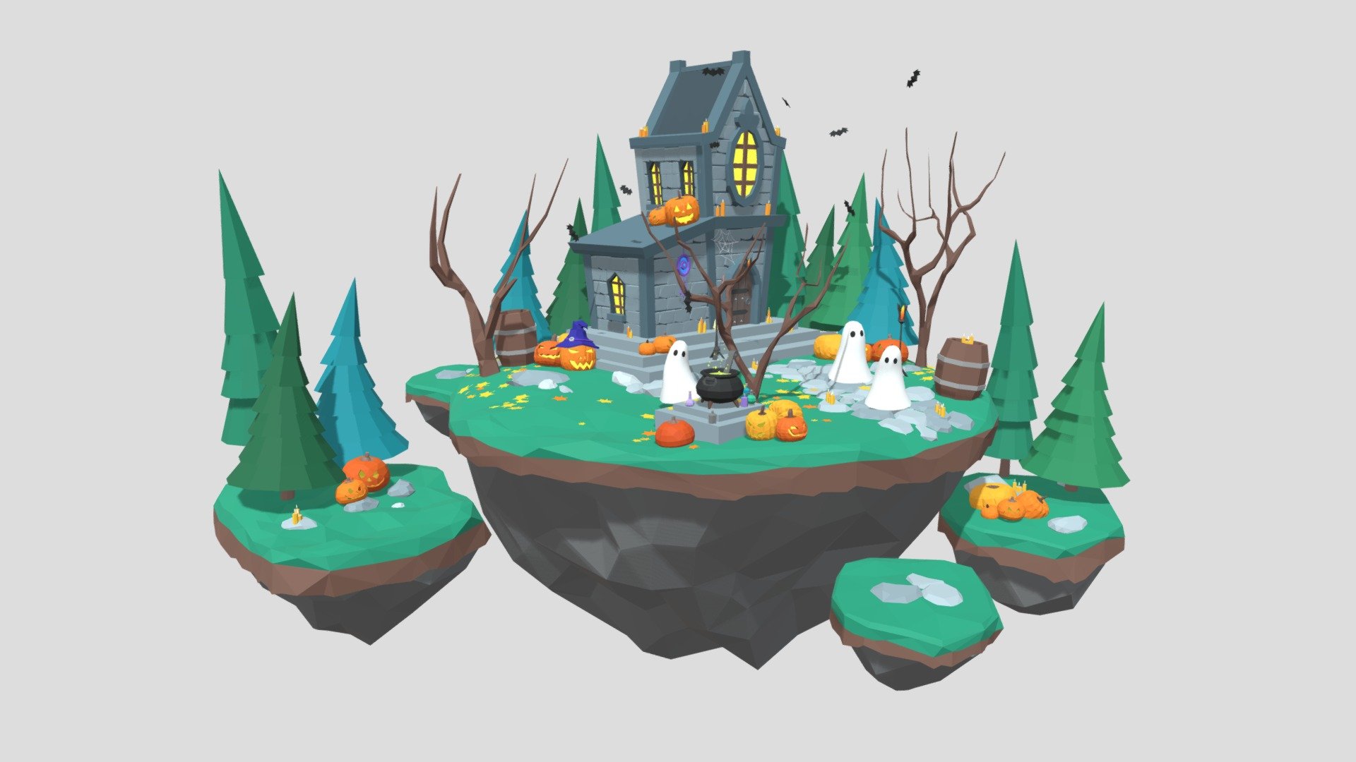 Haunted House Island - Low Poly - 3D model by Poly World (@poly-world ...