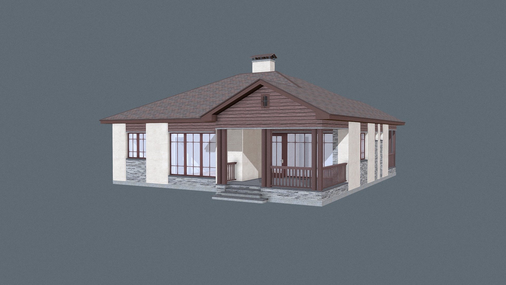 One-story house - 3D model by YuriyKondrArchitect [f80a9b5] - Sketchfab