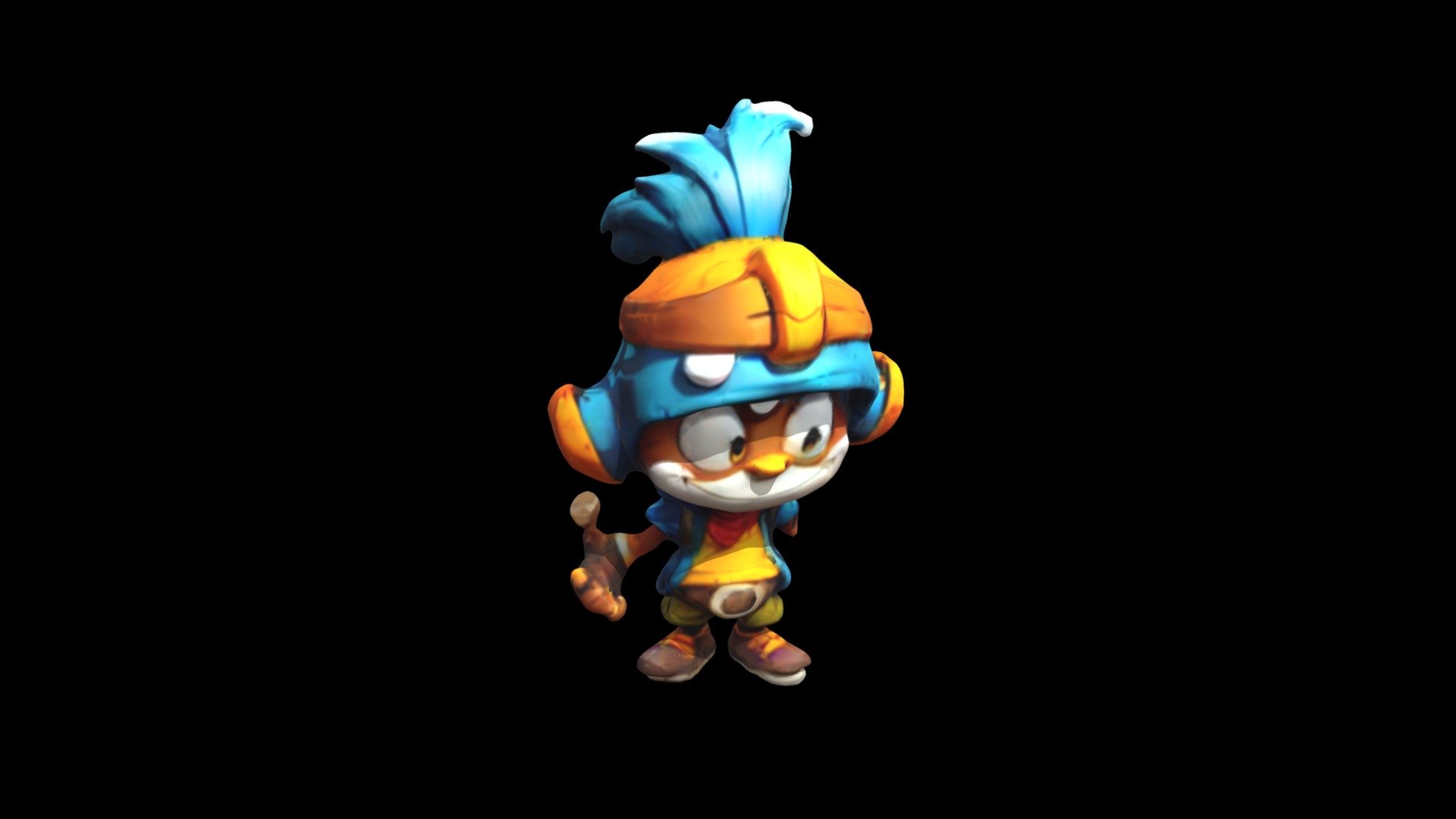 a cartoon character with a blue helmet on his - Download Free 3D model ...