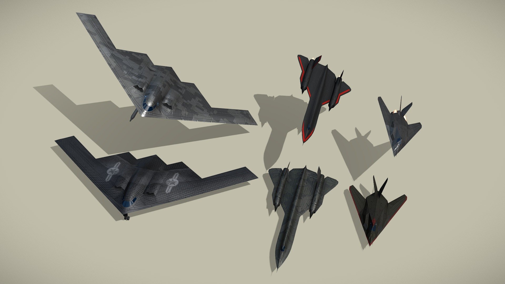 Modern attack planes set F: 3+3 - Buy Royalty Free 3D model by ...