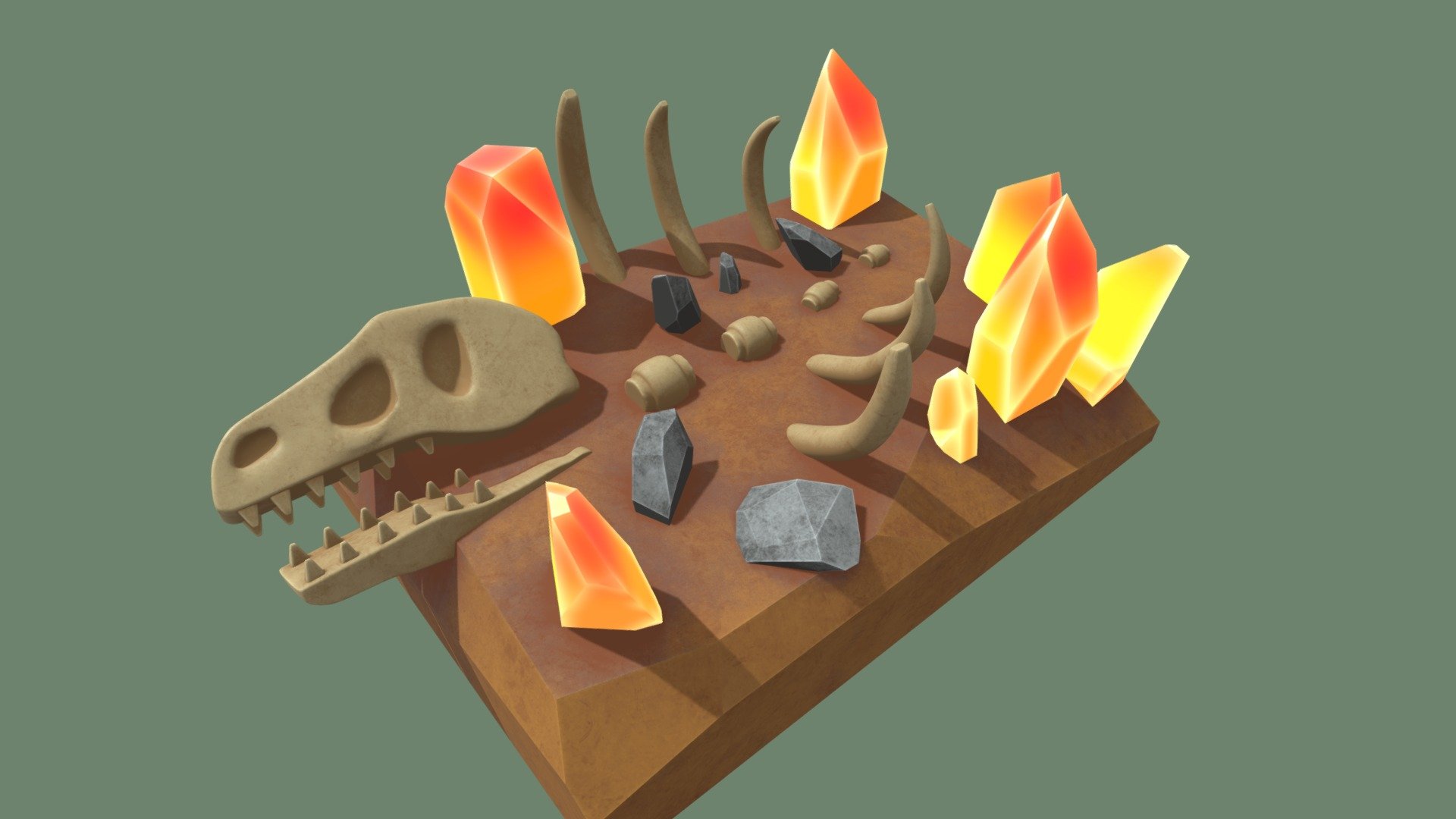 Fossil Model with Crystals - 3D model by FredyG. [f824983] - Sketchfab