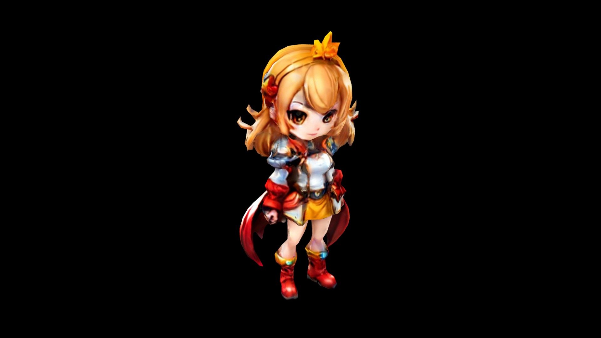 A chibi style character with blonde hair, yellow - Download Free 3D ...