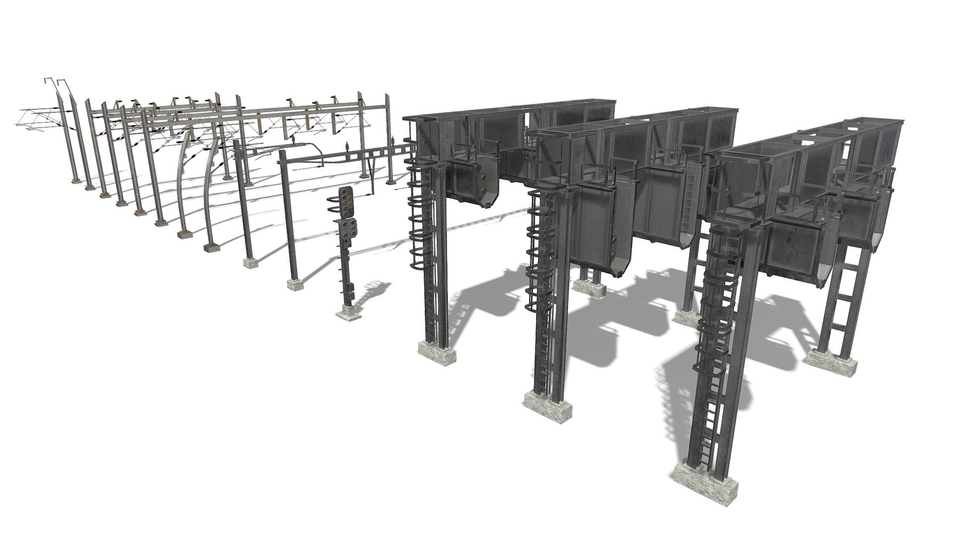Train / Rail / Railway Power Lines Collection - Buy Royalty Free 3D ...