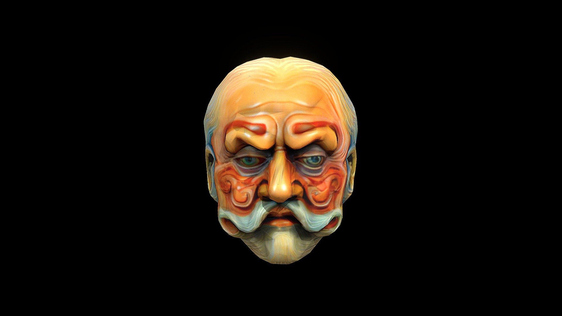 a colorful sculpture of a man 's face with a - Download Free 3D model ...