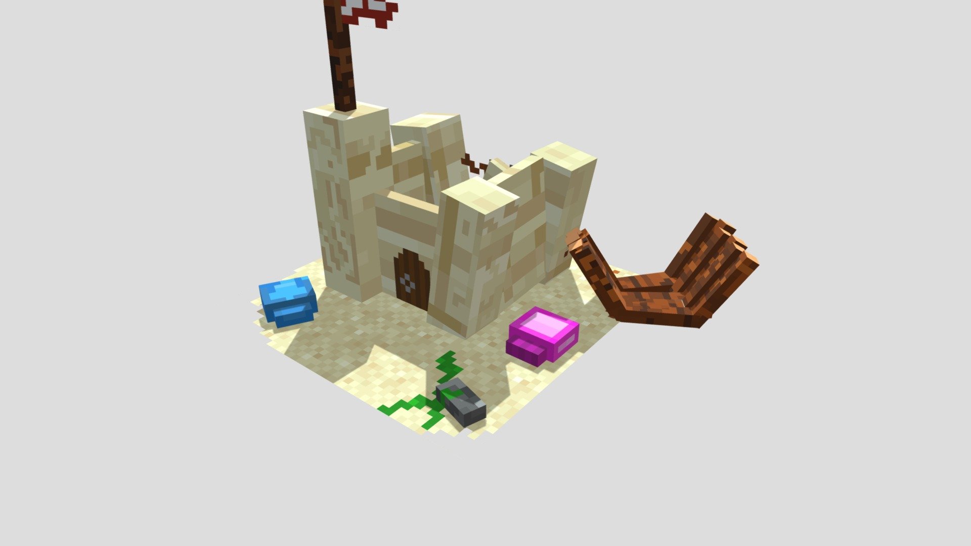 Cluttered Sand Patch [minecraft] - Download Free 3D model by Low-poly ...