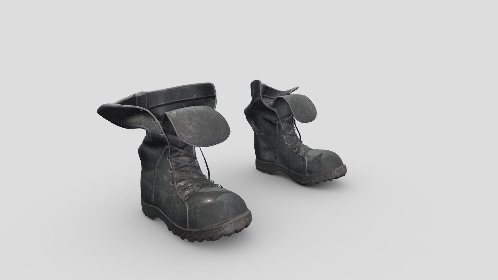 Black Leather Loose Flap Neck Jungle Boots - Buy Royalty Free 3D model ...