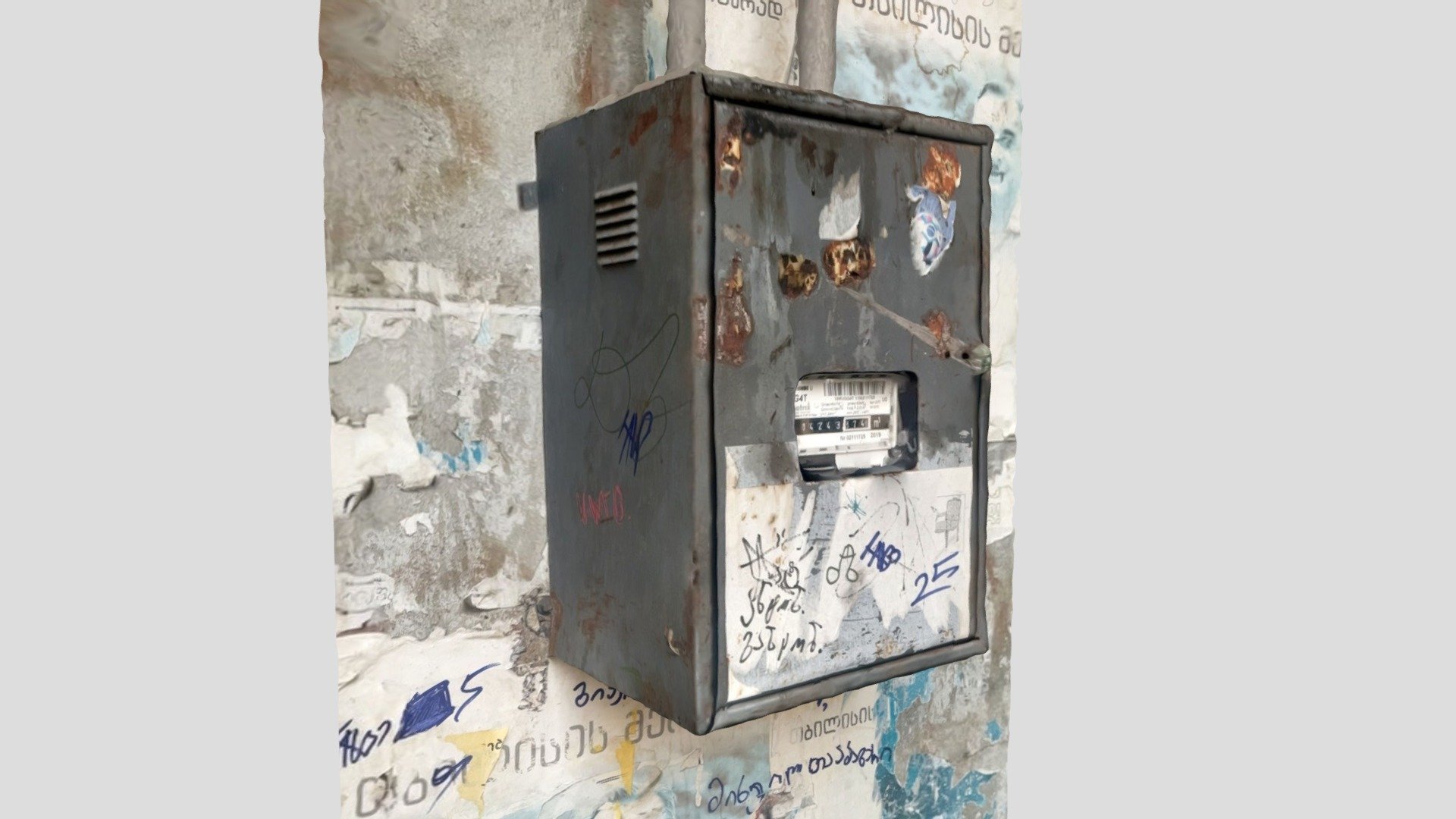 Rusted Metal Gas Meter With Scribbles - Download Free 3D model by ffedo ...
