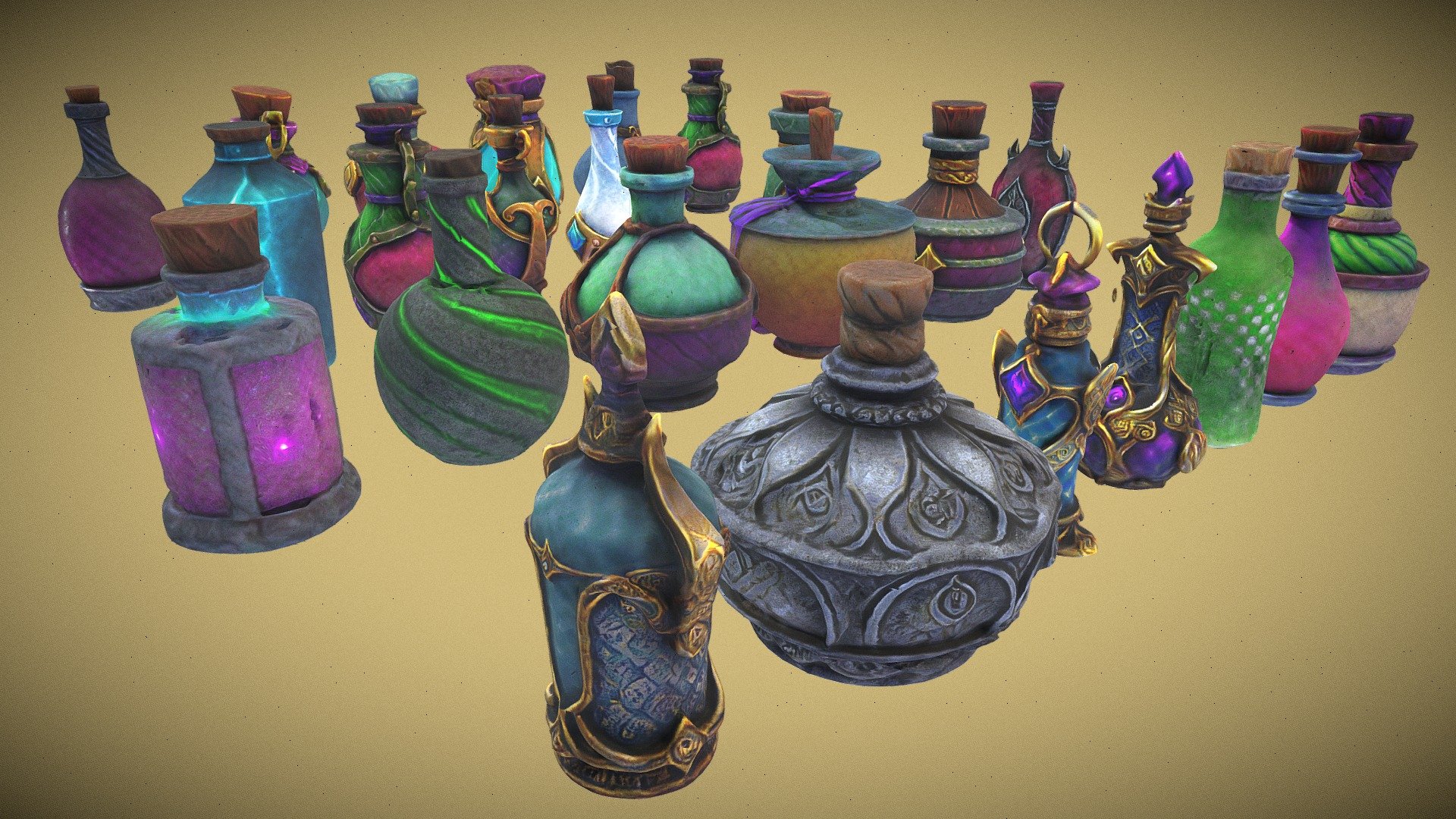Potion collection - Buy Royalty Free 3D model by SAXN [f8d99a1 ...