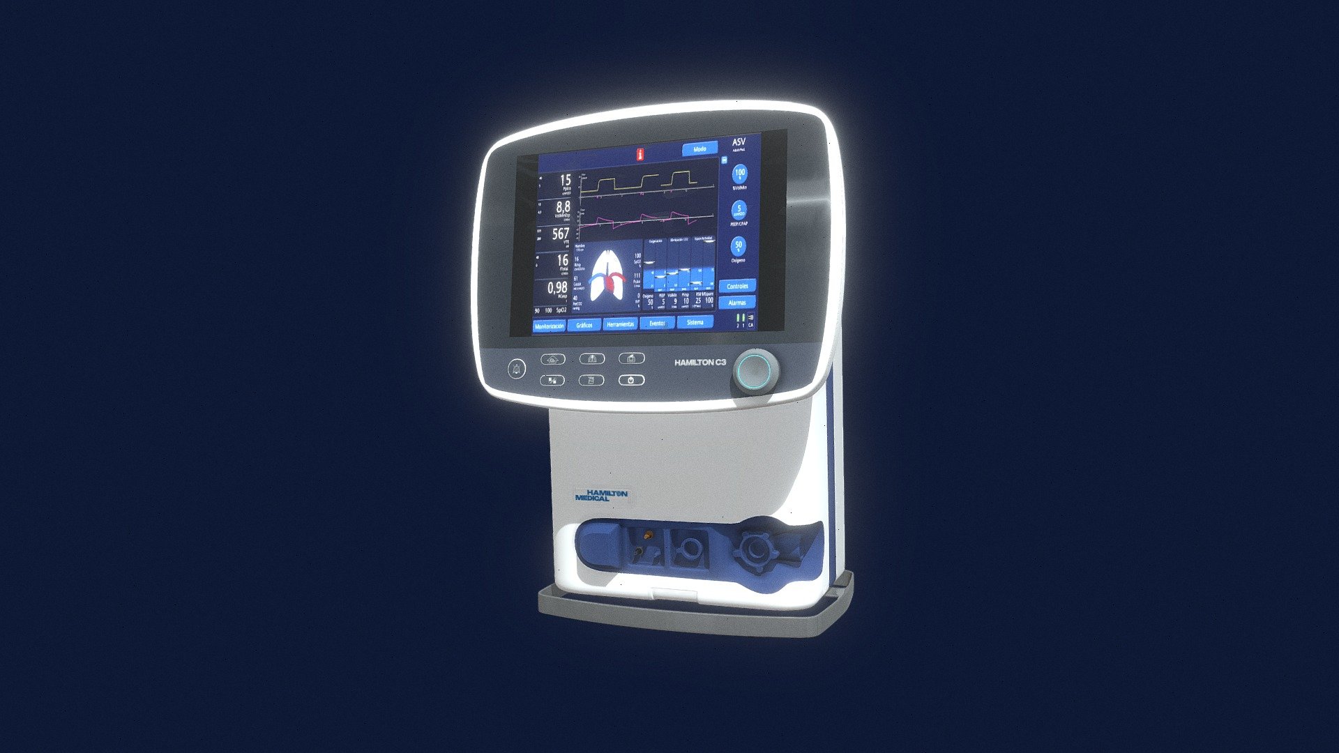 Hamilton Medical C3 - 3D model by TDOBLET [f8db65c] - Sketchfab