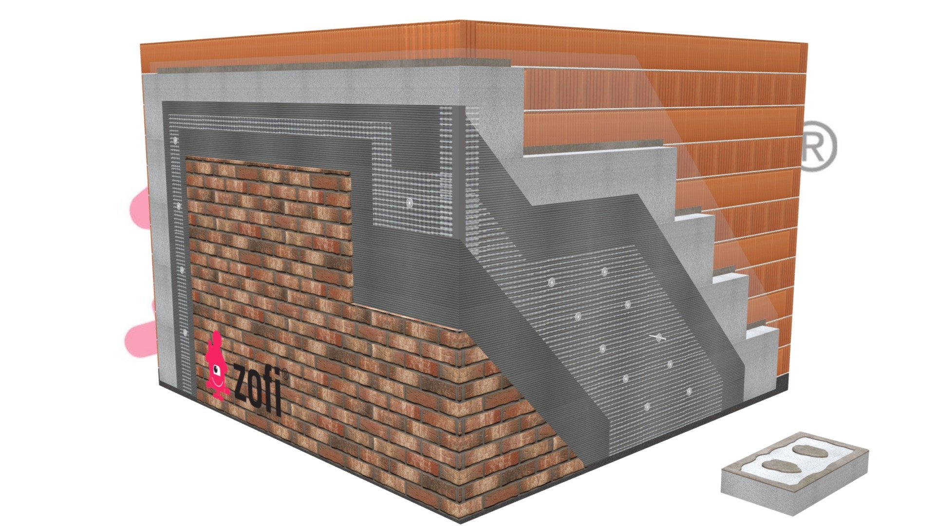 BAUMIT EPS + obkladový pásek KLINKER - 3D model by Zofi fasády (@zofifasady) [f8e6c21] - Sketchfab