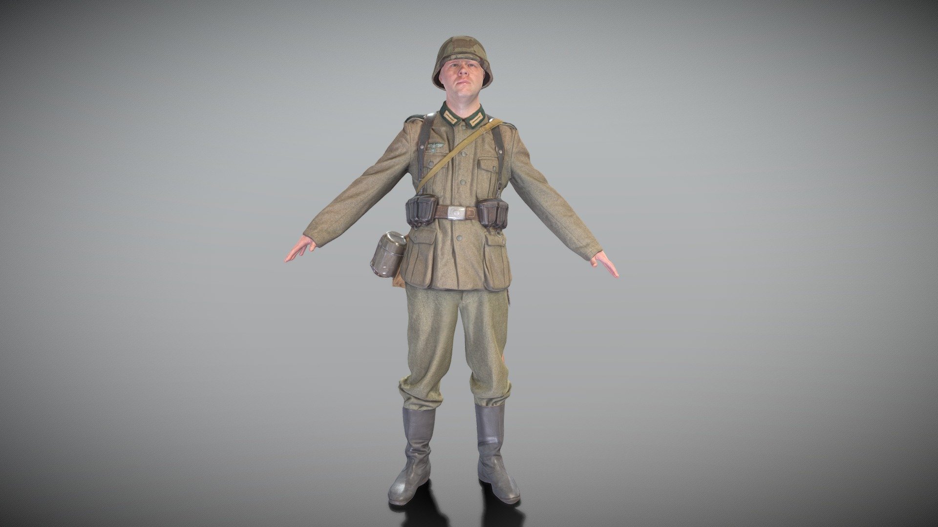 German Wehrmacht soldier in A-pose 383 - Buy Royalty Free 3D model by ...
