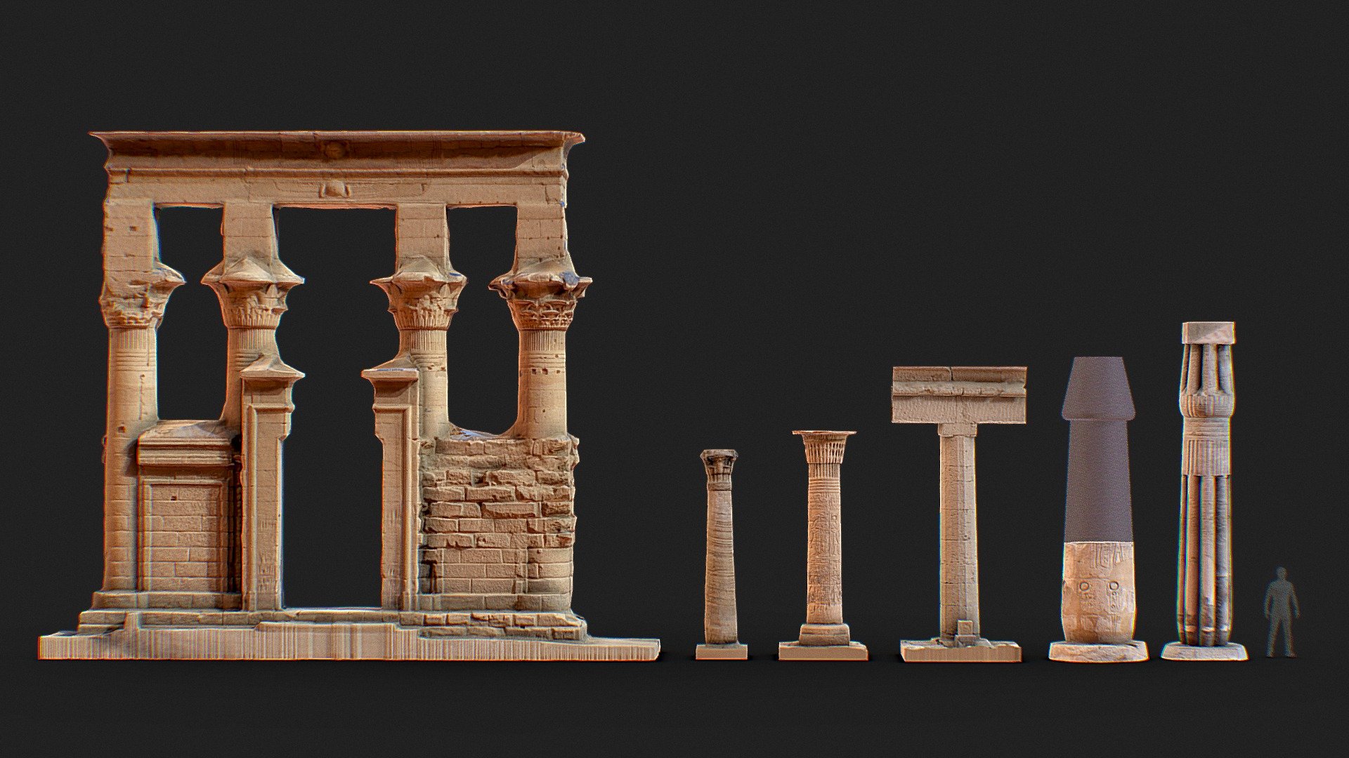 6 different ancient Egyptian - Roman columns - 3D model by EgyptCHSTeam ...