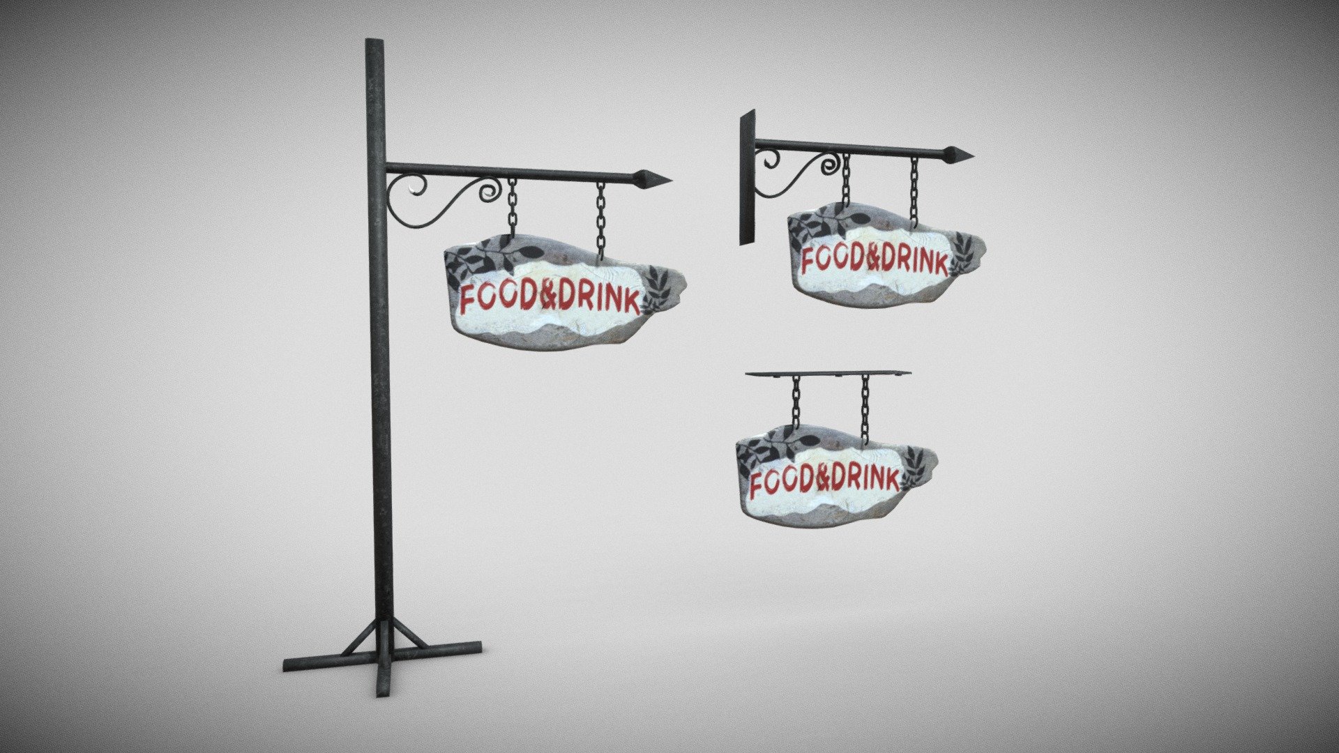 old wooden food drink sign 02 3D model - 3D model by nvere [f9068a0 ...
