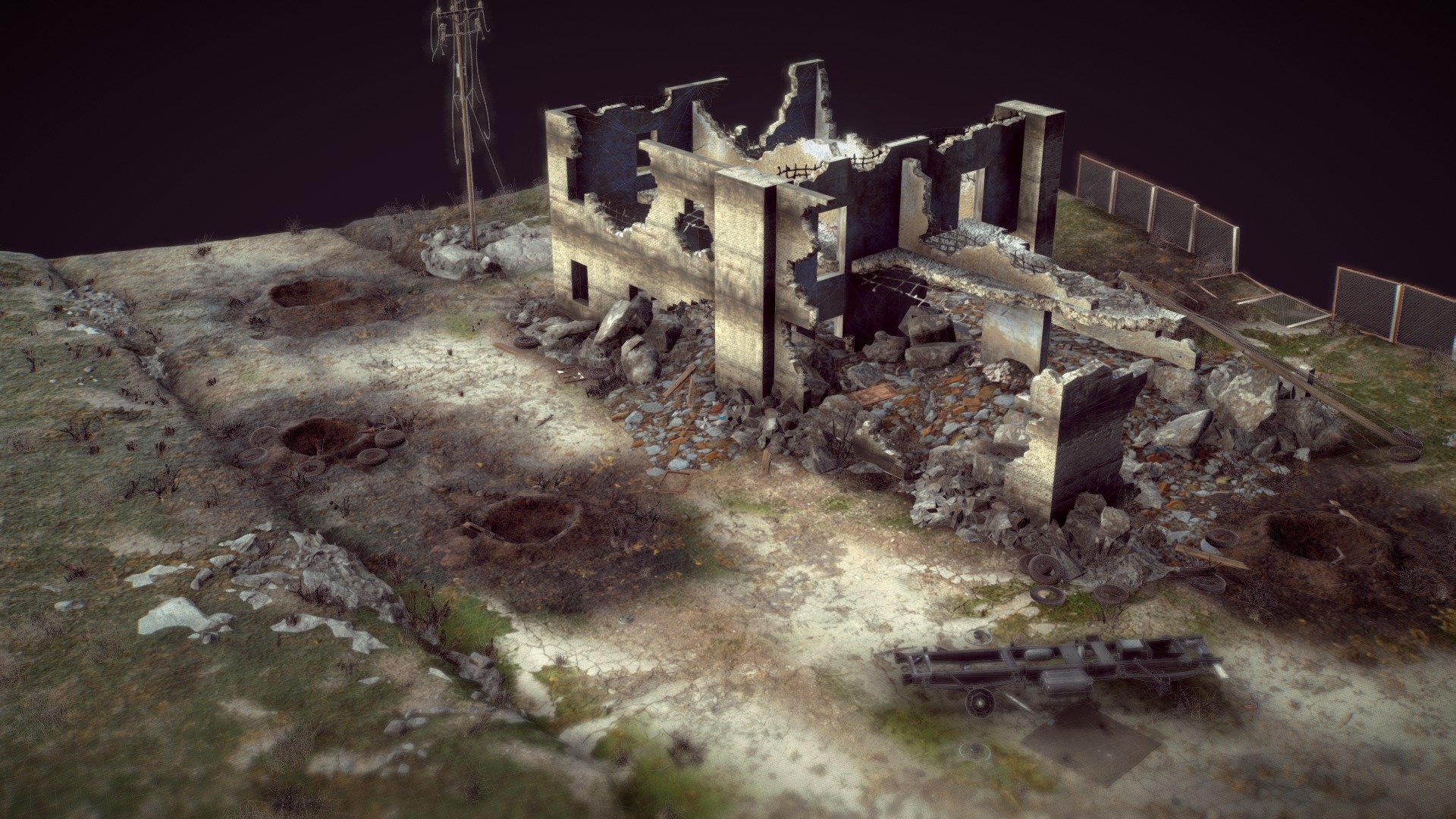 Destroyed building surrounding - 3D model by ICRCVR [f90c8f5] - Sketchfab