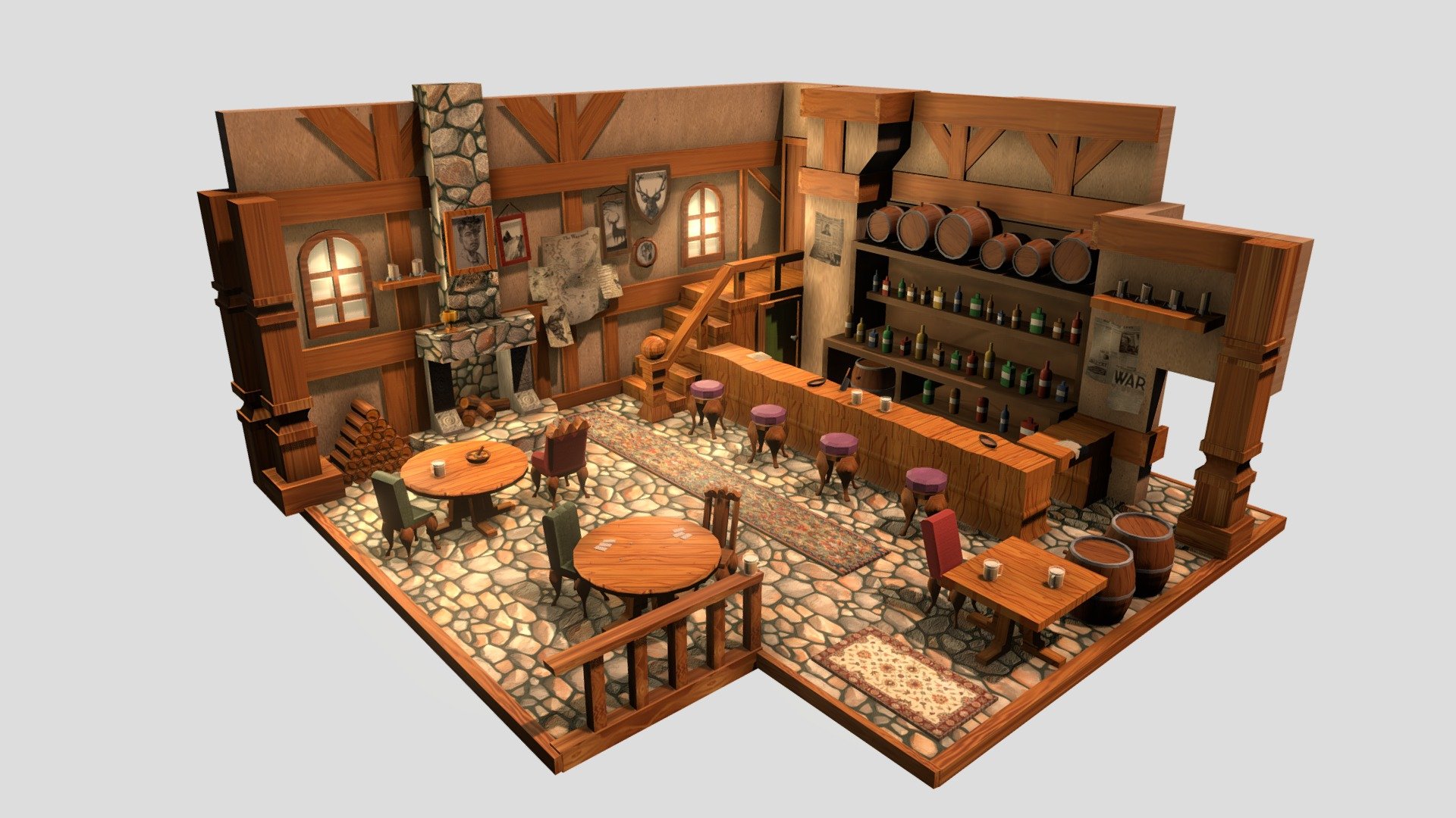 Tavern Interior Model - 3D model by zongster [f90dfa5] - Sketchfab
