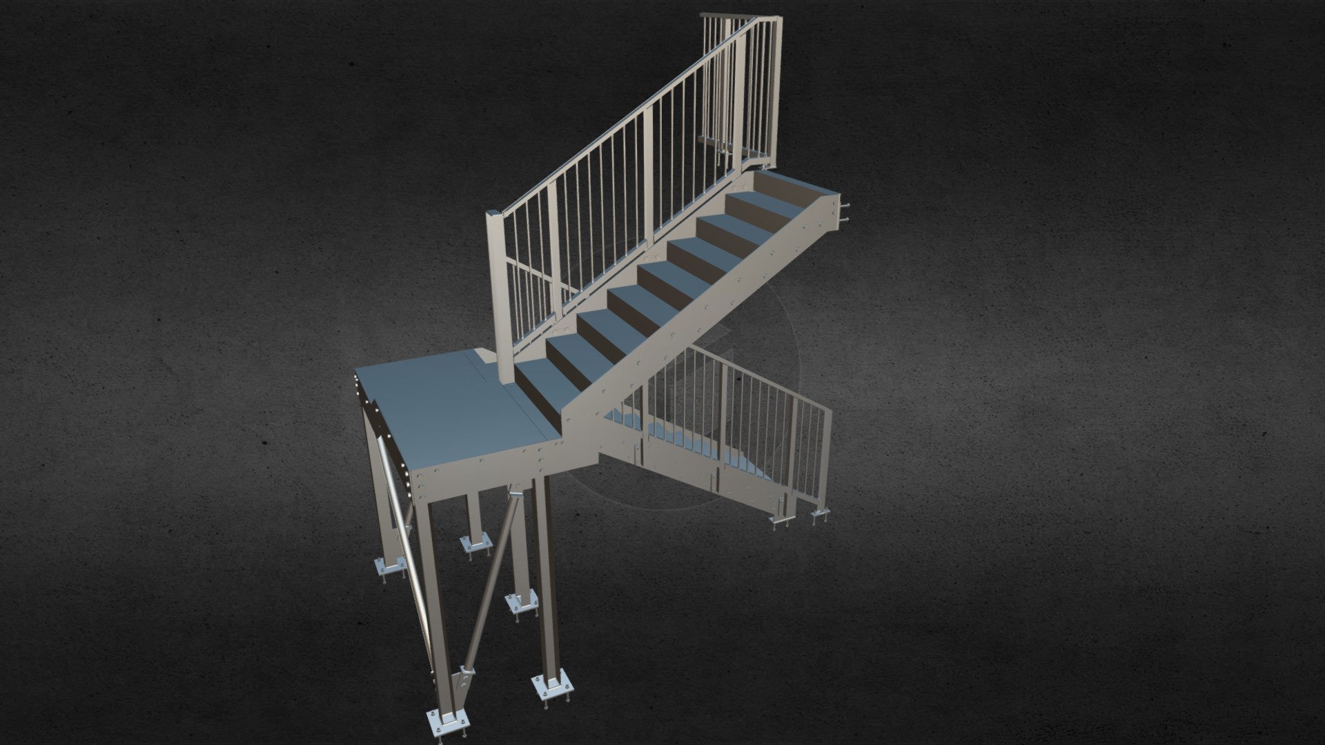 Staircase in Steel - 3D model by Structural Steel Drawings (@steelwork ...