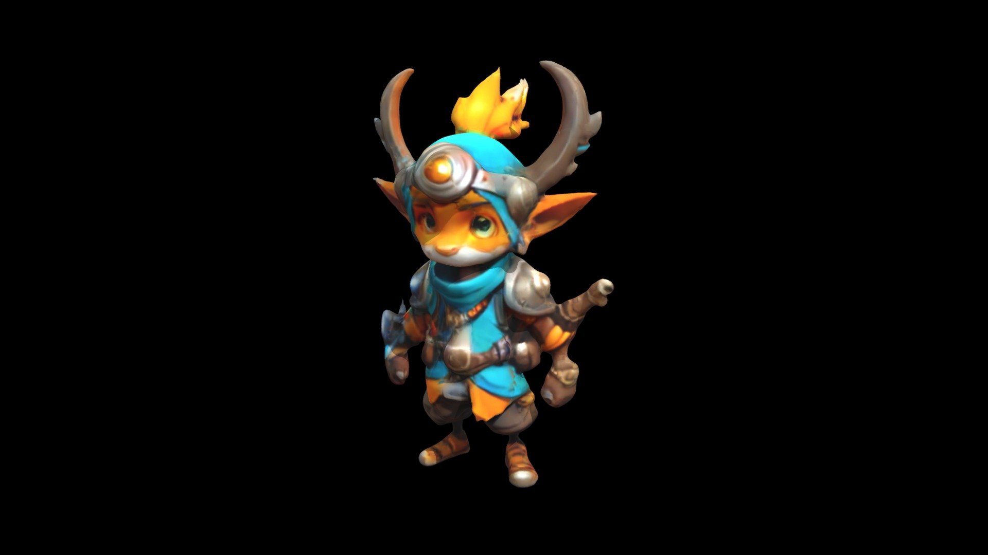 a cartoon character with horns and a blue ves - Download Free 3D model ...